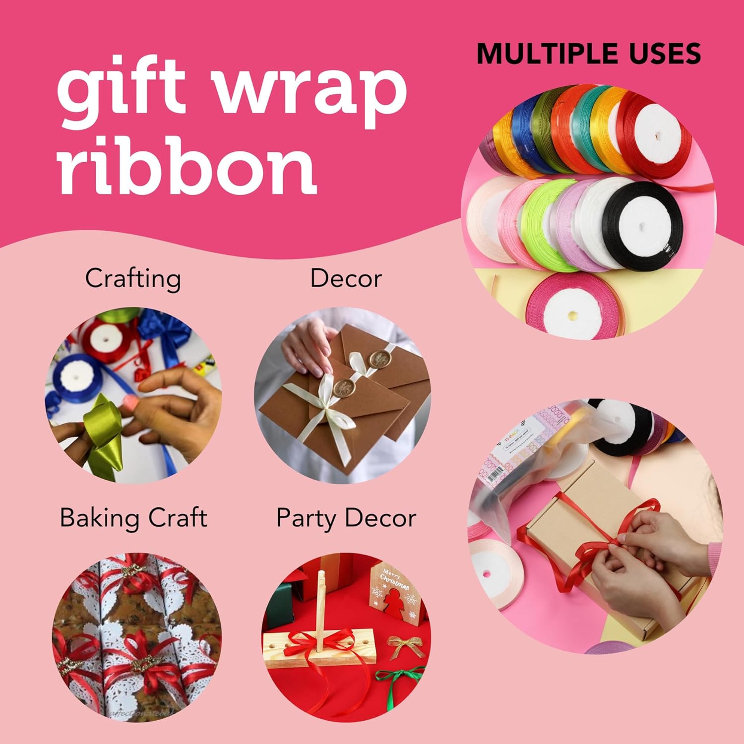 NUOLUX 12 Rolls Cuttable Present Ribbons Craft Ribbon Colored Ribbons ...
