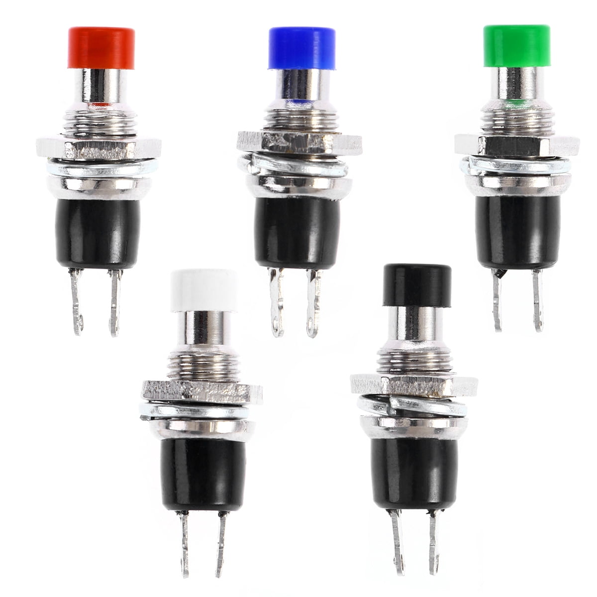 NUOLUX 12Pcs 7MM Mounting Hole 1A 250V 2 OFF/ON Thread SPST Momentary ...