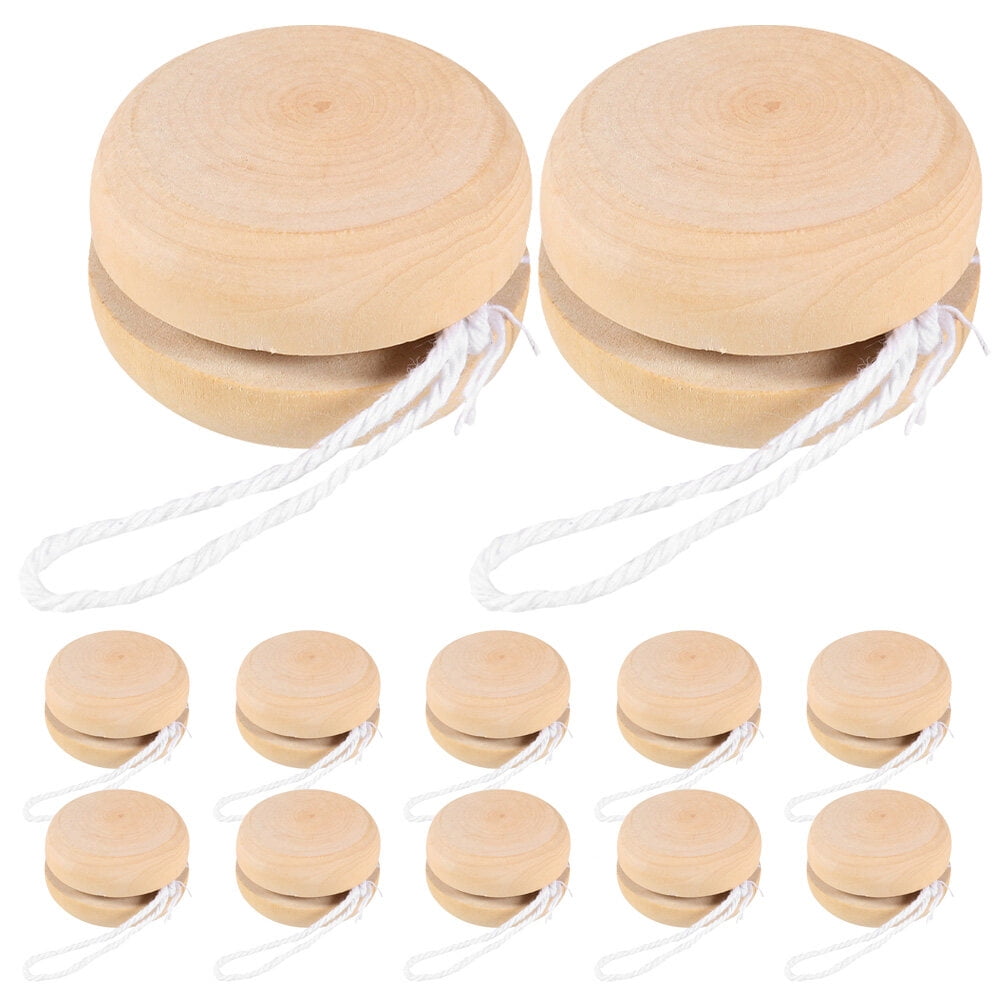 NUOLUX 12Pcs Wooden Yo-Yo Balls Unfinished Yo-Yo Balls Children DIY Yo ...