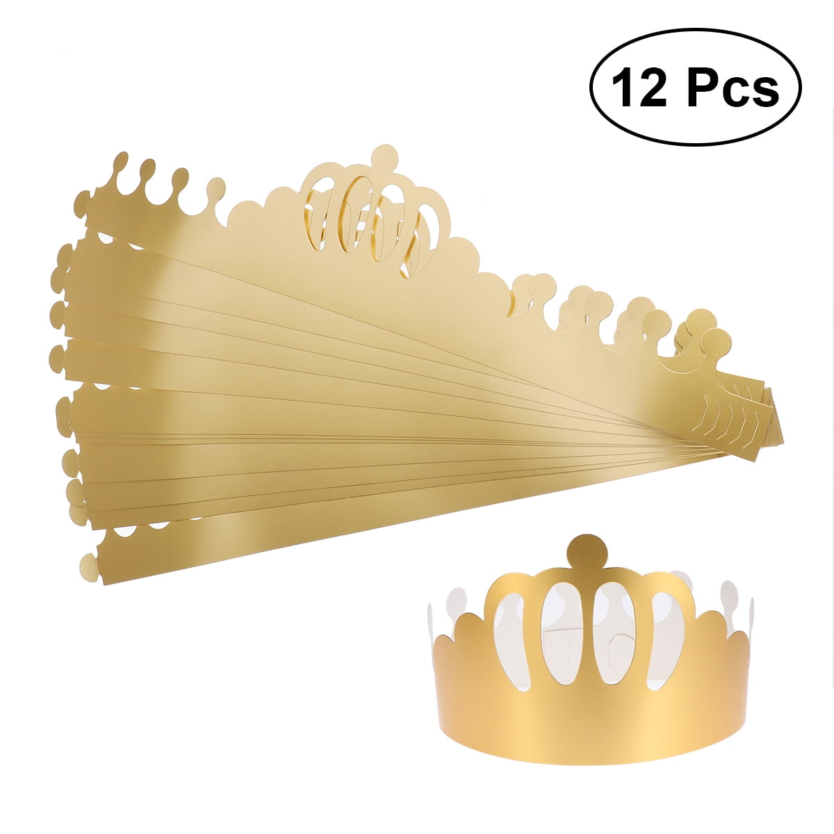 NUOLUX 12pcs Golden Party Hats Adjustable Tiara Crown Hat Party ...