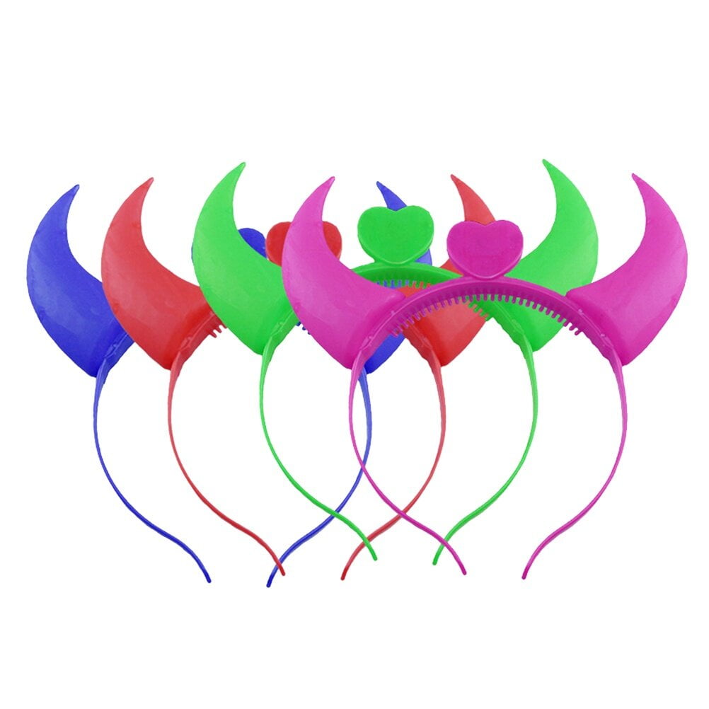 Nuolux 12pcs Led Light Up Flashing Devil Horns Headband Glowing Devil