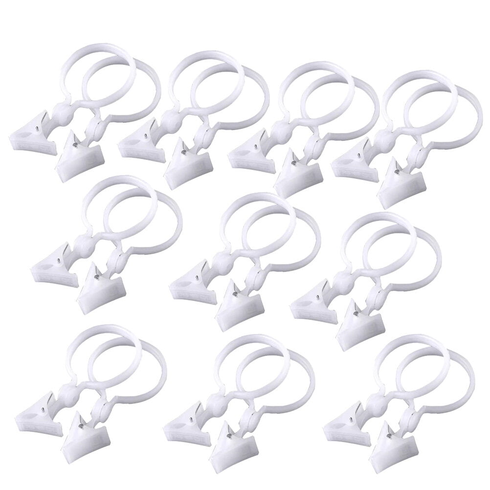 NUOLUX 12x6cm 20Pcs Plastic Shower Curtain Buckle Round Clips Curtain ...
