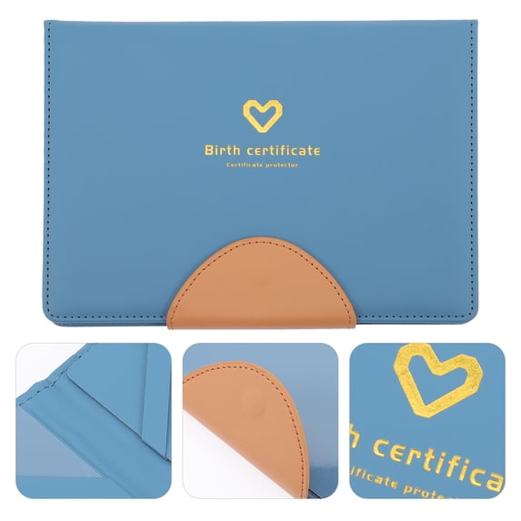NUOLUX 1Pack Birth Certificate Case in Blue Artificial Leather for Baby ...