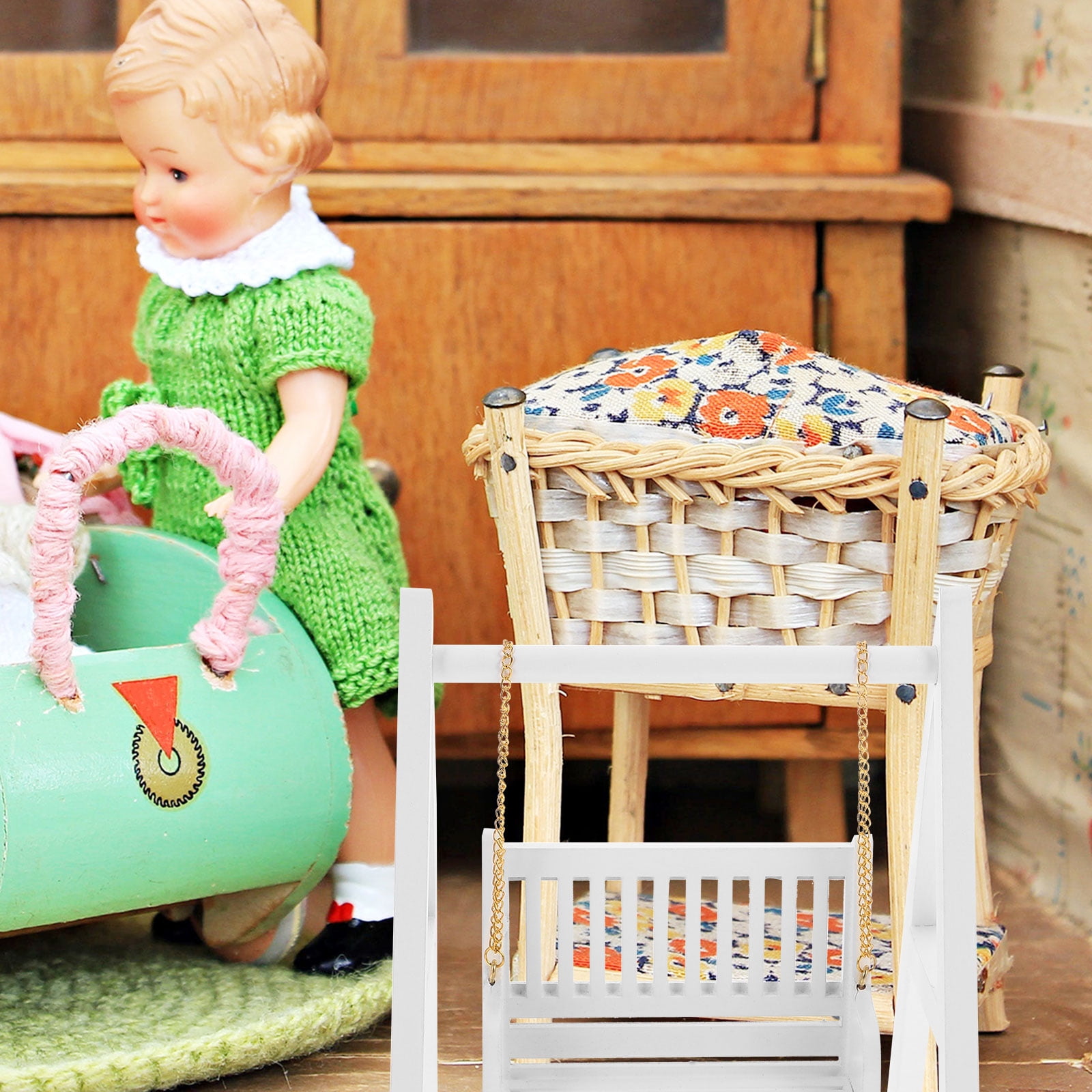 NUOLUX 1Pack Miniature Swing Dollhouse Swing White Curved Seat for ...