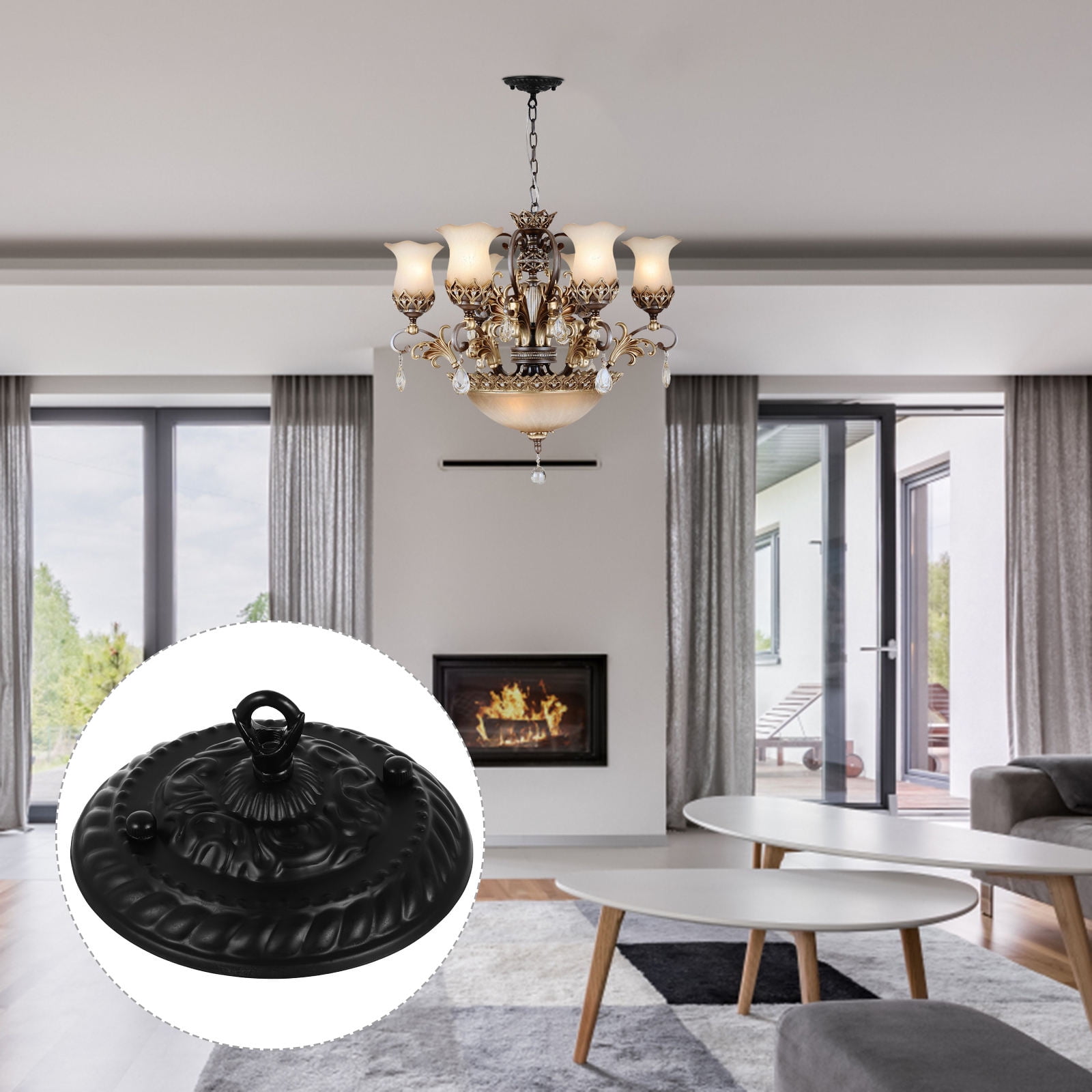 NUOLUX 1Pack Steel Ceiling Light Canopy Vintage Style Round Disc for ...