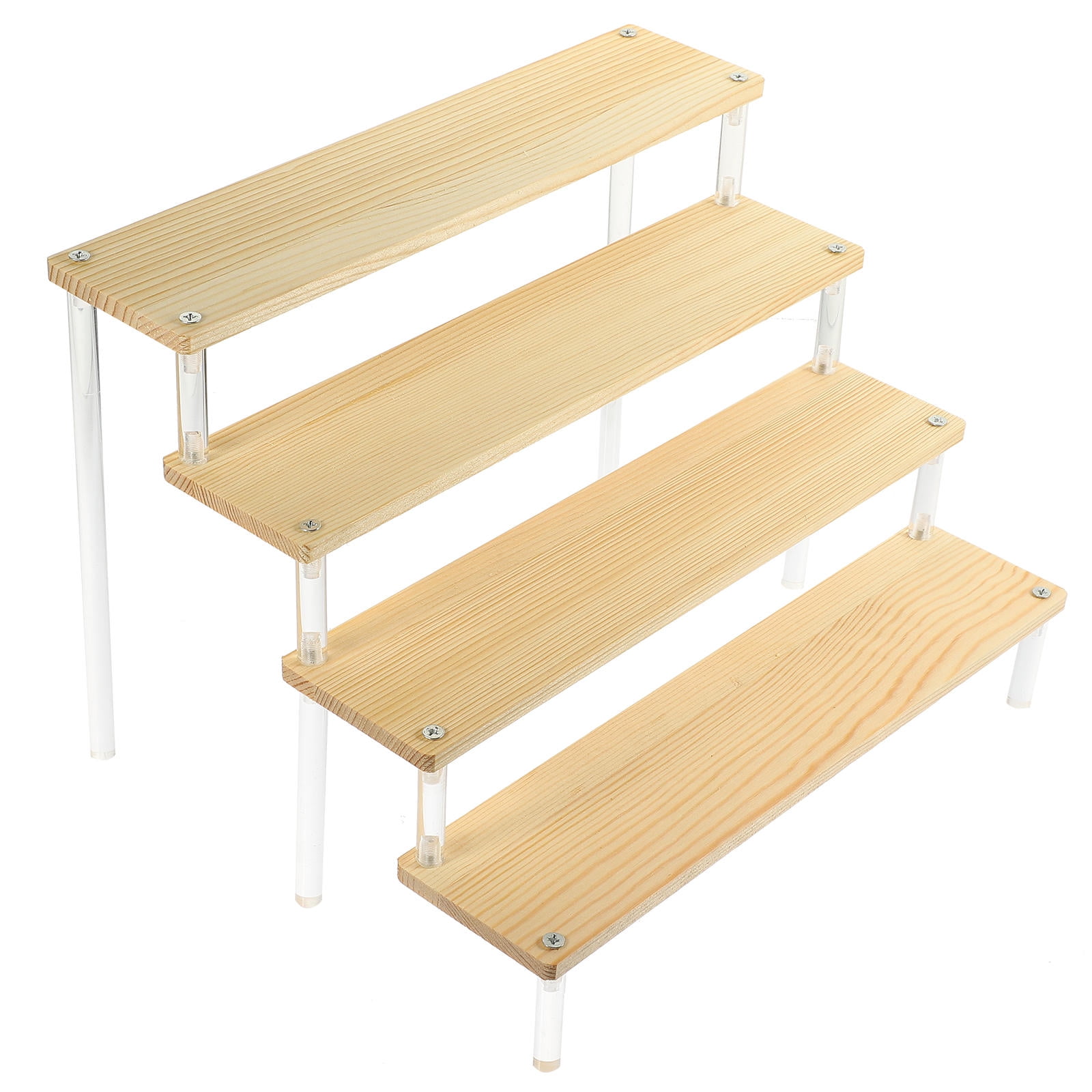 NUOLUX 1Pcs Acrylic Wood Tiered Ladder Design Dessert Display Shelf for ...