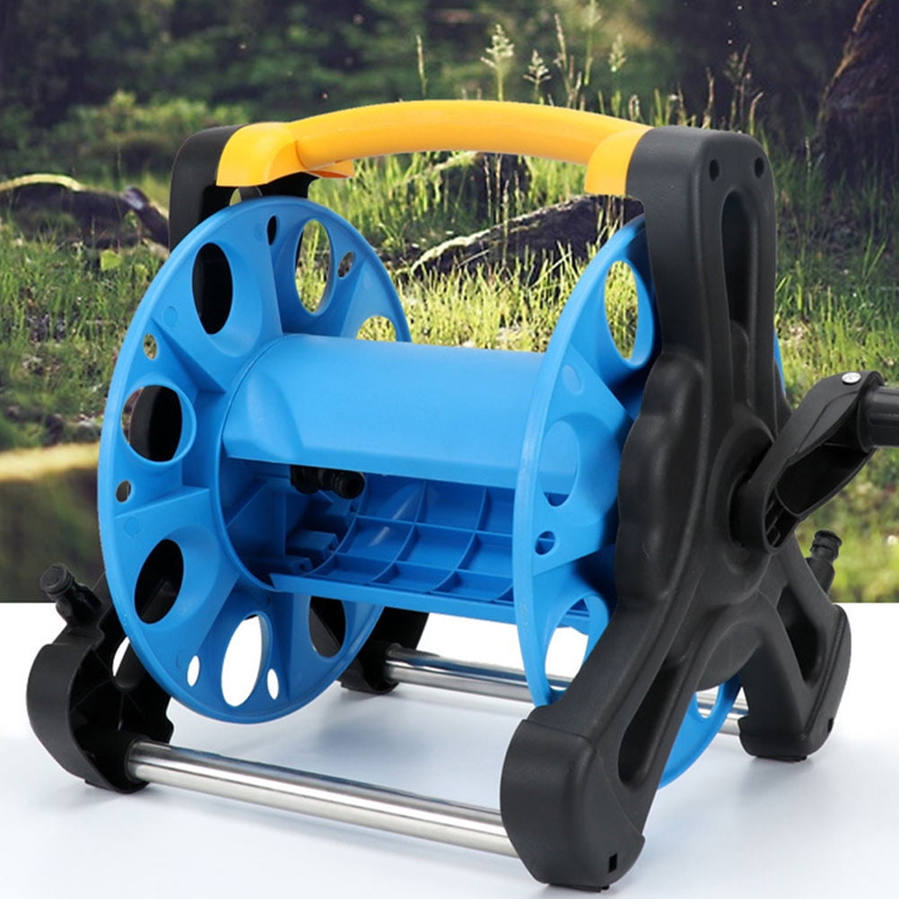NUOLUX 1Pcs Blue PP Freestanding Garden Hose Reel for Outside Tangle Prevention 12.77X12.58X12 ...
