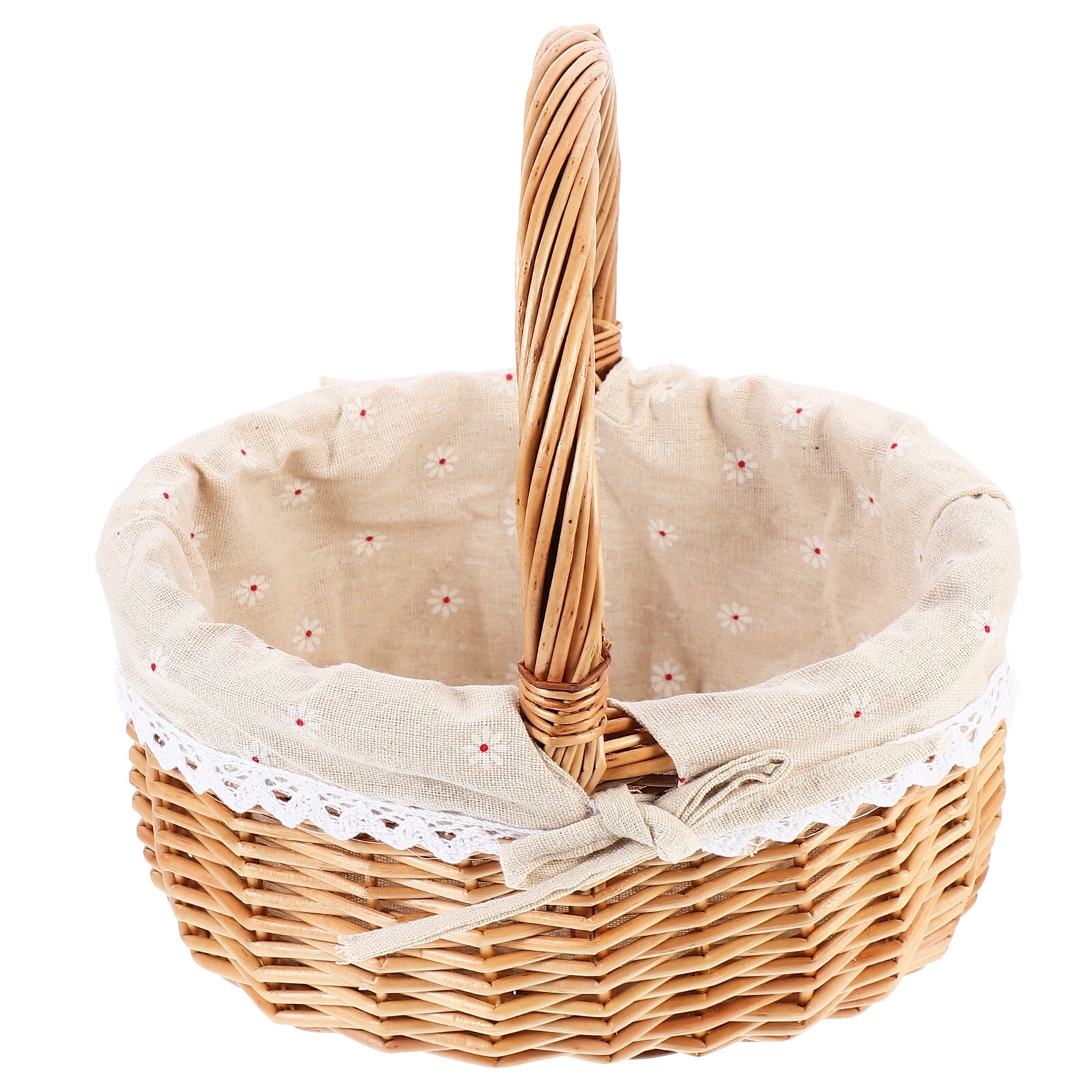 Tineasur 1Pc Handmade Woven Picnic Basket Brown Linen Cloth Outdoor ...