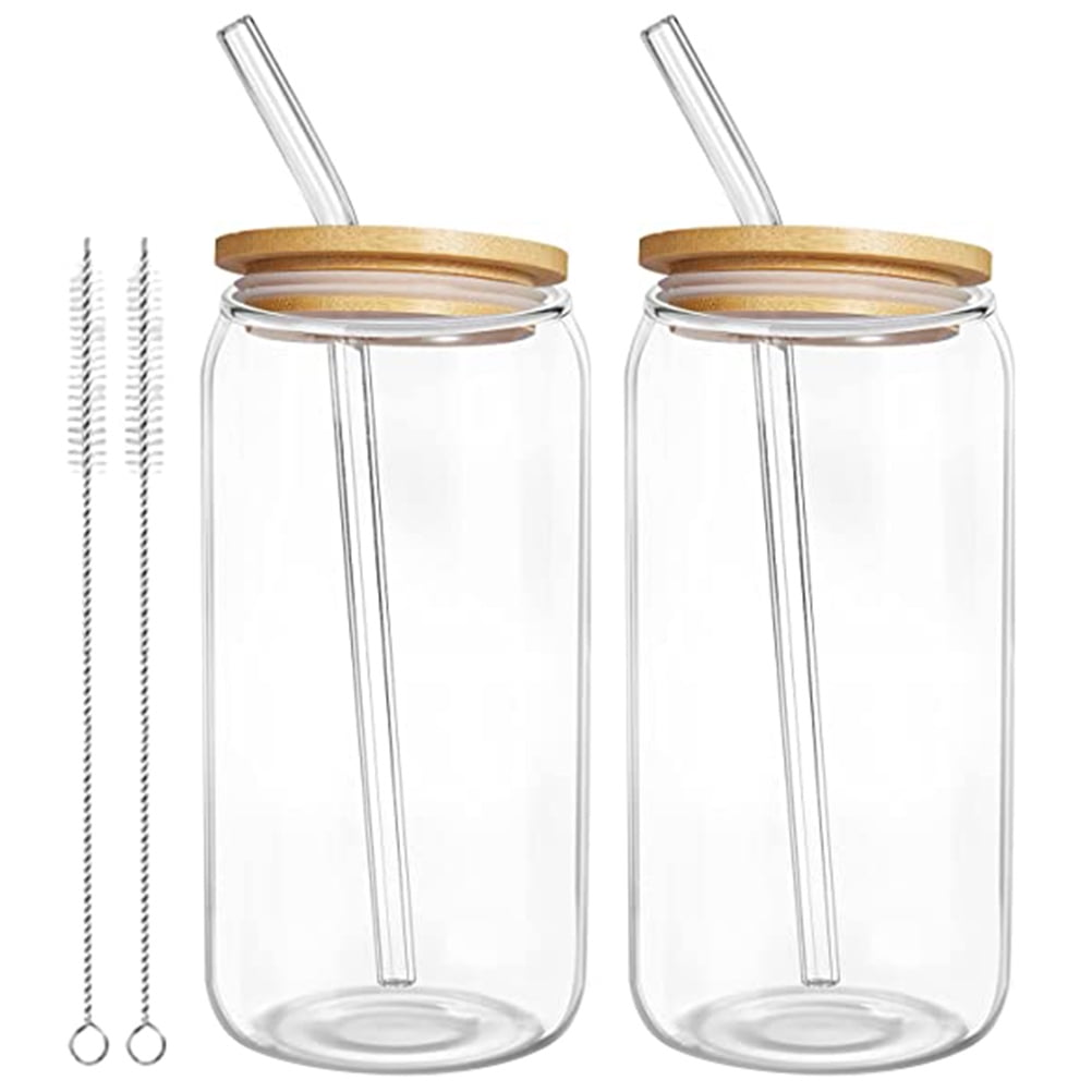 NUOLUX 2 Sets Glass Juice Cup Transparent Iced Tea Cup Milk Cup ...