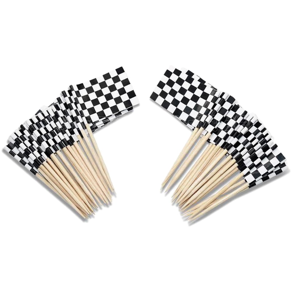 NUOLUX 200Pcs Birthday Cake Toppers Checkered Racing Flags Decorative ...