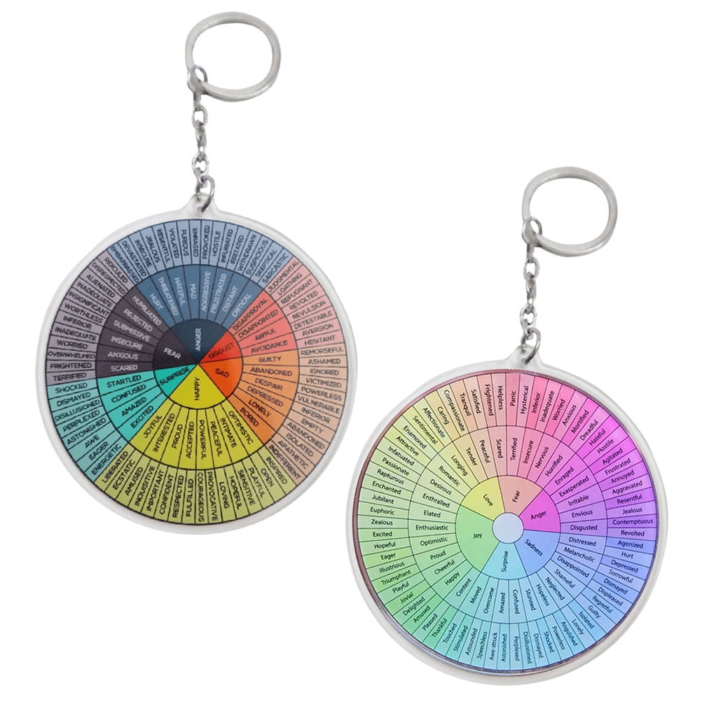 NUOLUX 2Pack Emotion Wheel Keychain For Adults Acrylic Metal Emotional ...