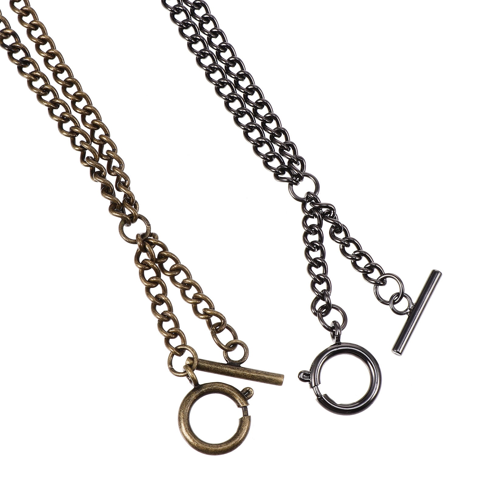 NUOLUX 2Pack Pocket Watch Chains for Men Smooth Pocket Watch Sliver ...