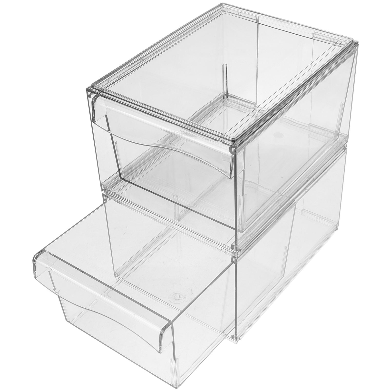 NUOLUX 2Pcs Drawer Type Organizer Transparent Acrylic Cosmetics Box for Vanity 11.8x7.9x4.4in ...
