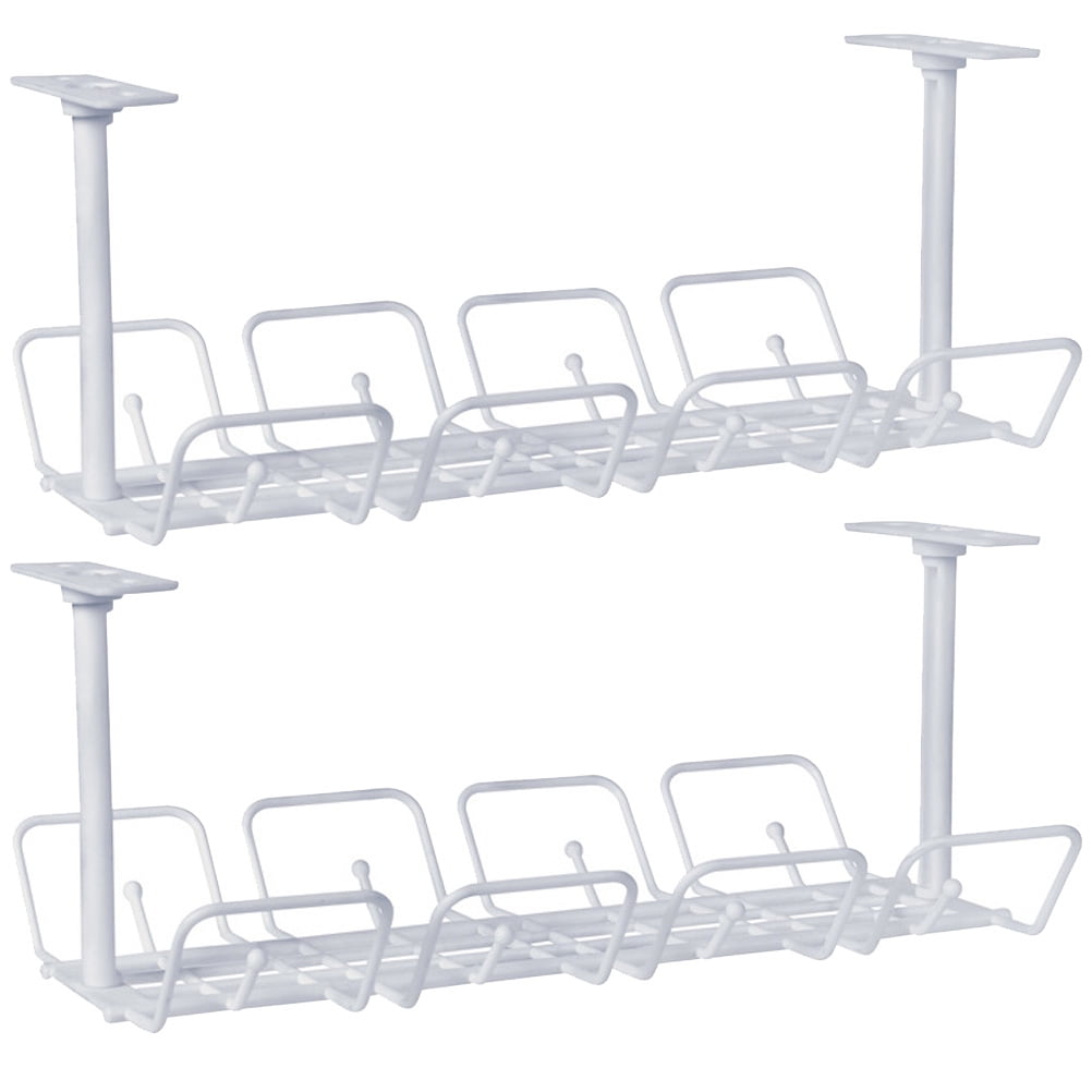NUOLUX 2Pcs Under Table Cable Management Rack Wire Management Under ...