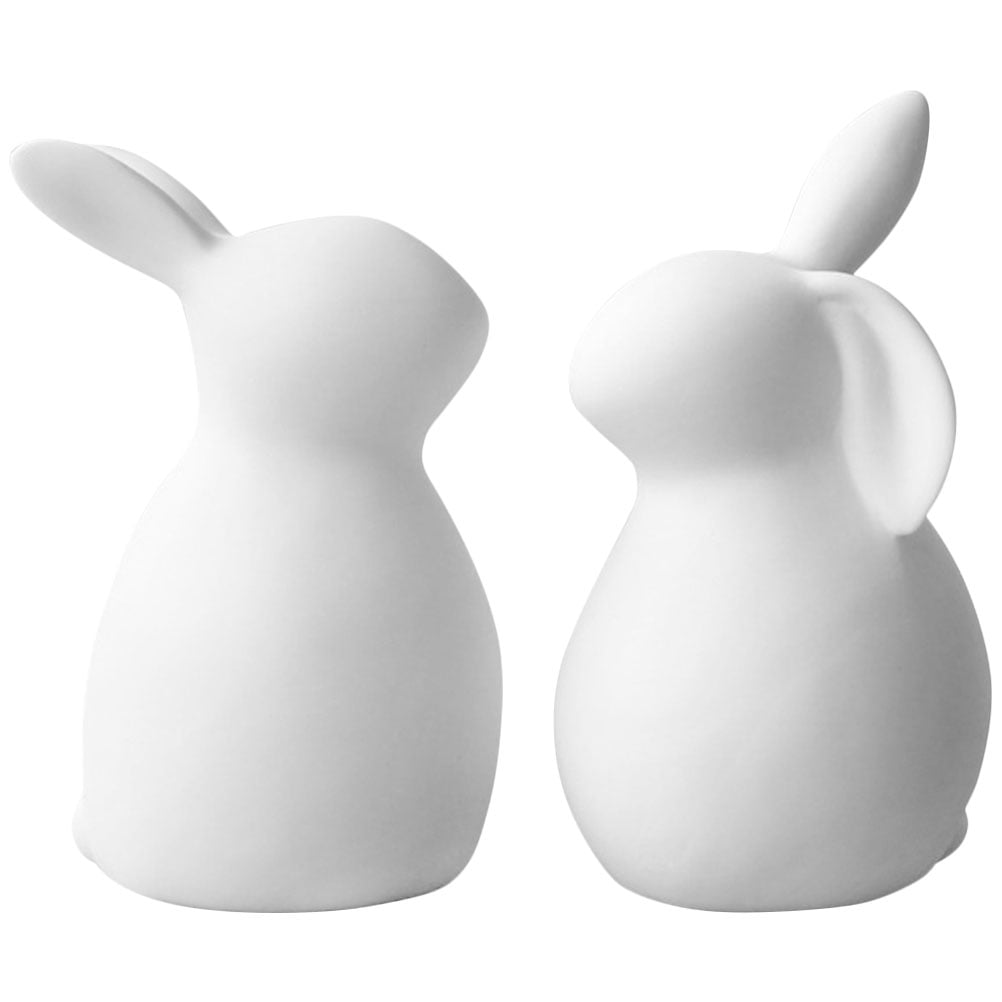 UPGRATOR Ceramic Bunny Figurines White 2Pcs 5.0x3.0x3.0in - Walmart.com
