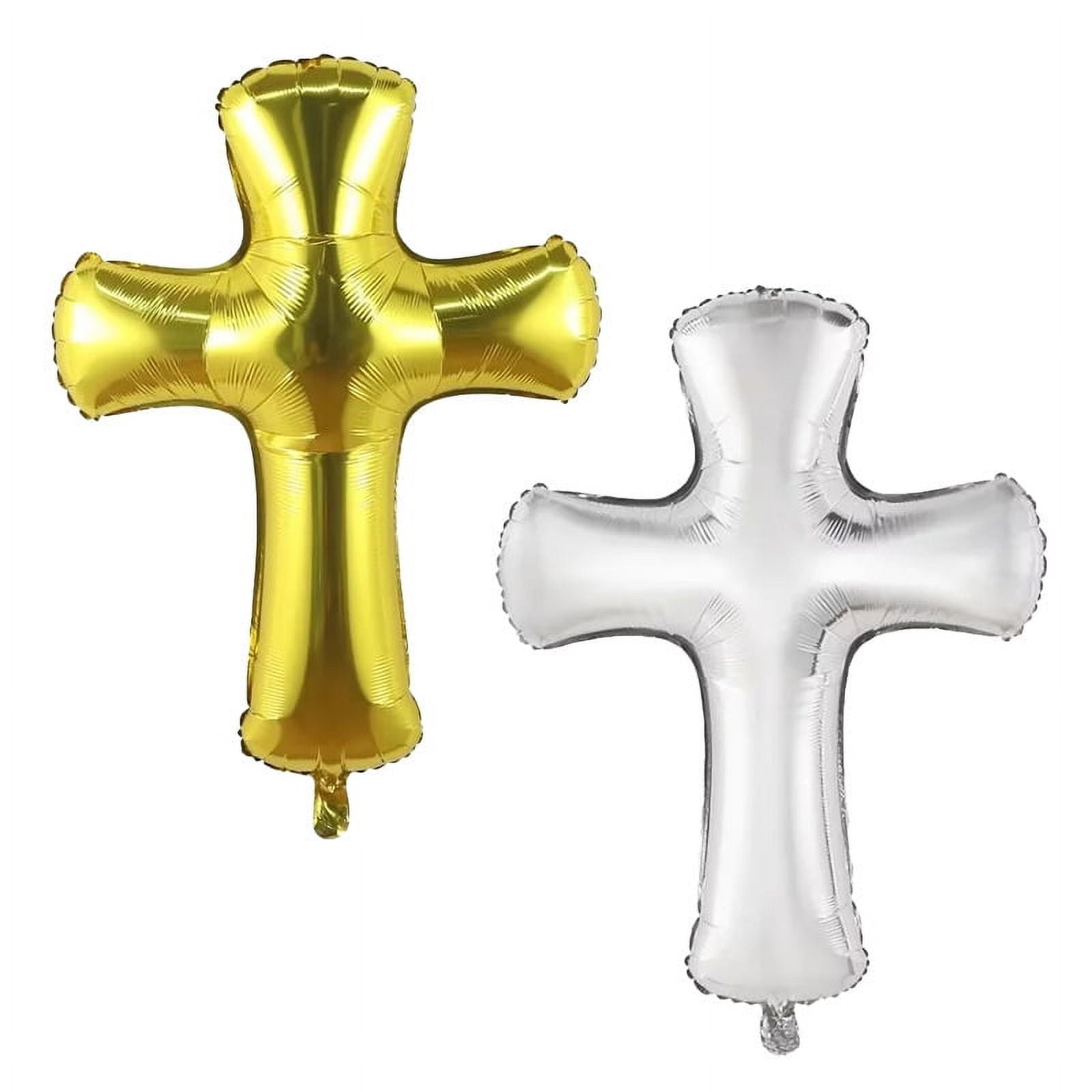 NUOLUX 2pcs Foil Party Balloon Cross Shape Balloons Baptism Balloons ...