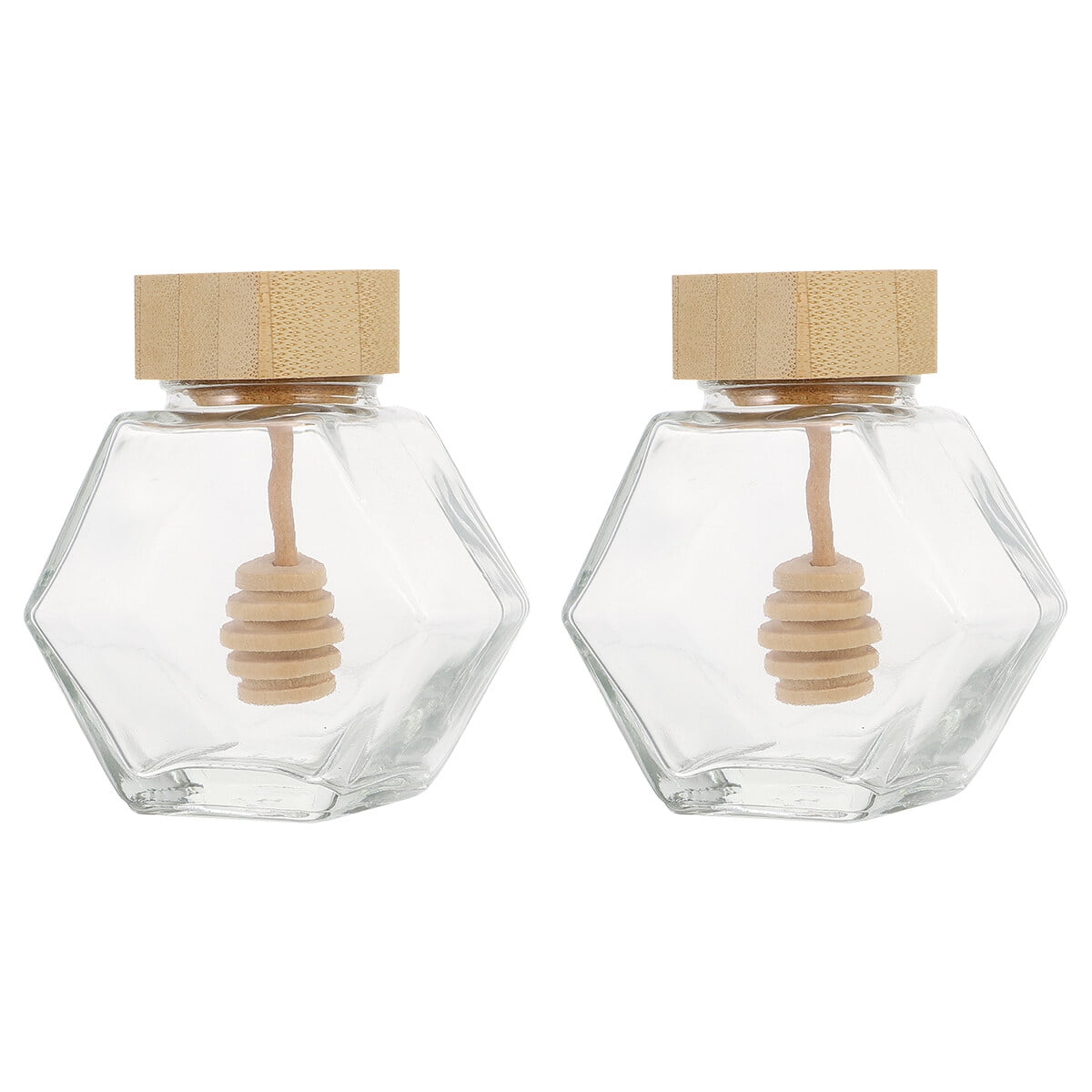 Tineasur Clear Glass Honey Pots with Wooden Sealed Lids, Easy ...