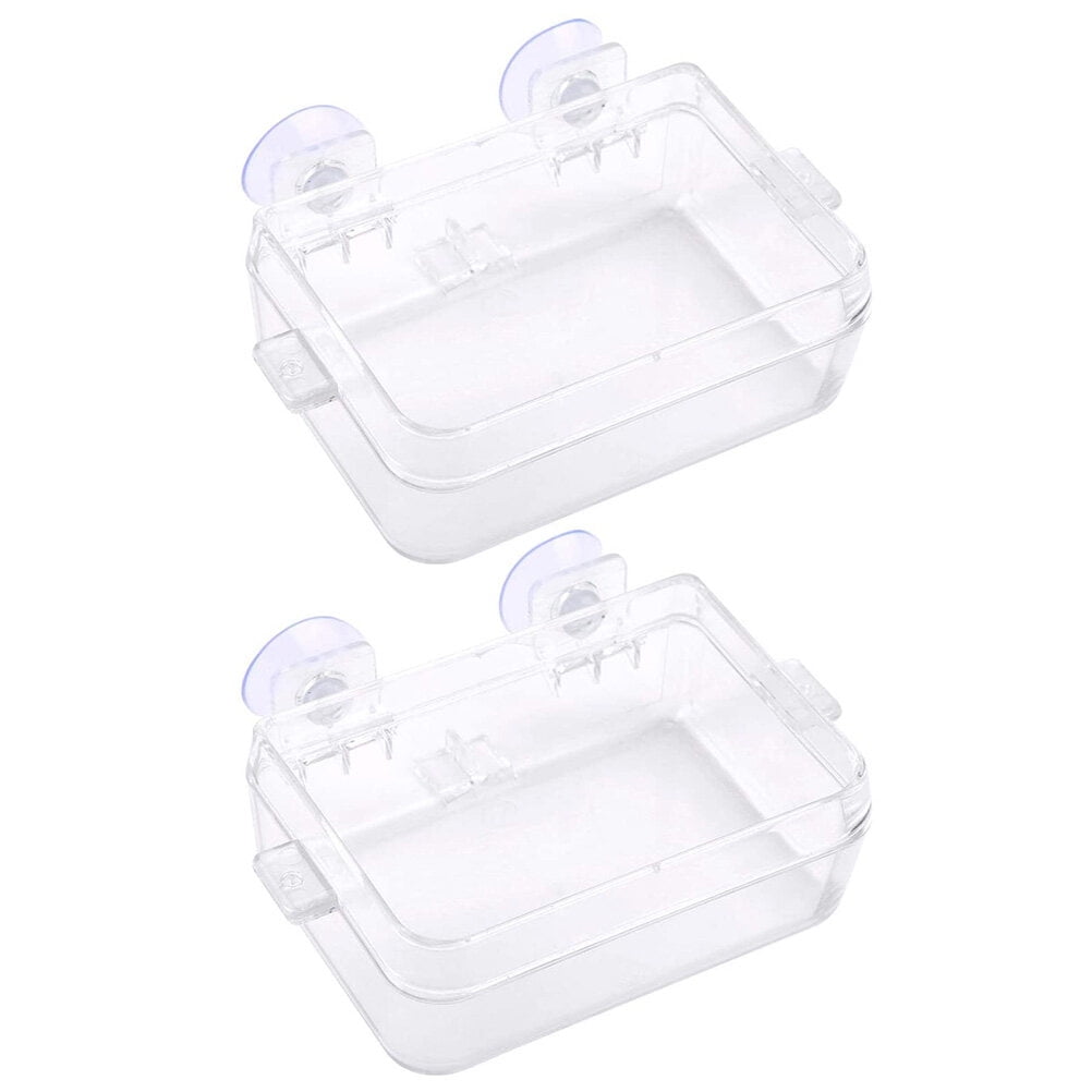 NUOLUX 2pcs Reptile Water Dish Transparent Basin Lizard Feeder Anti-Escape Feeding Bowl ...