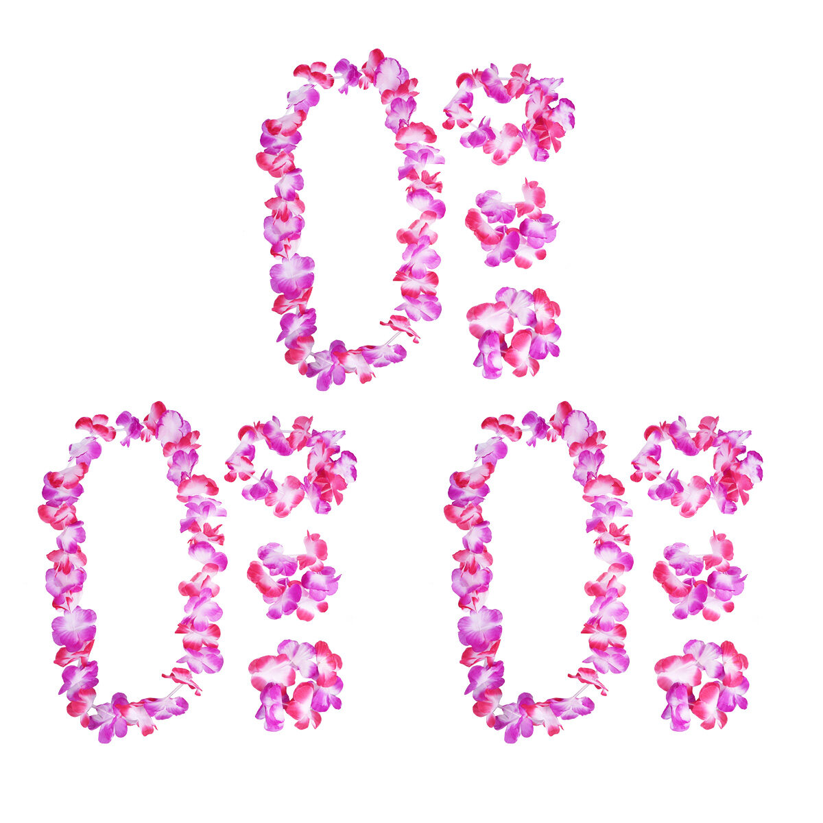 NUOLUX 3 Set/12 Pcs Dual-color Hawaiian Garland Kit Colorful Artificial ...