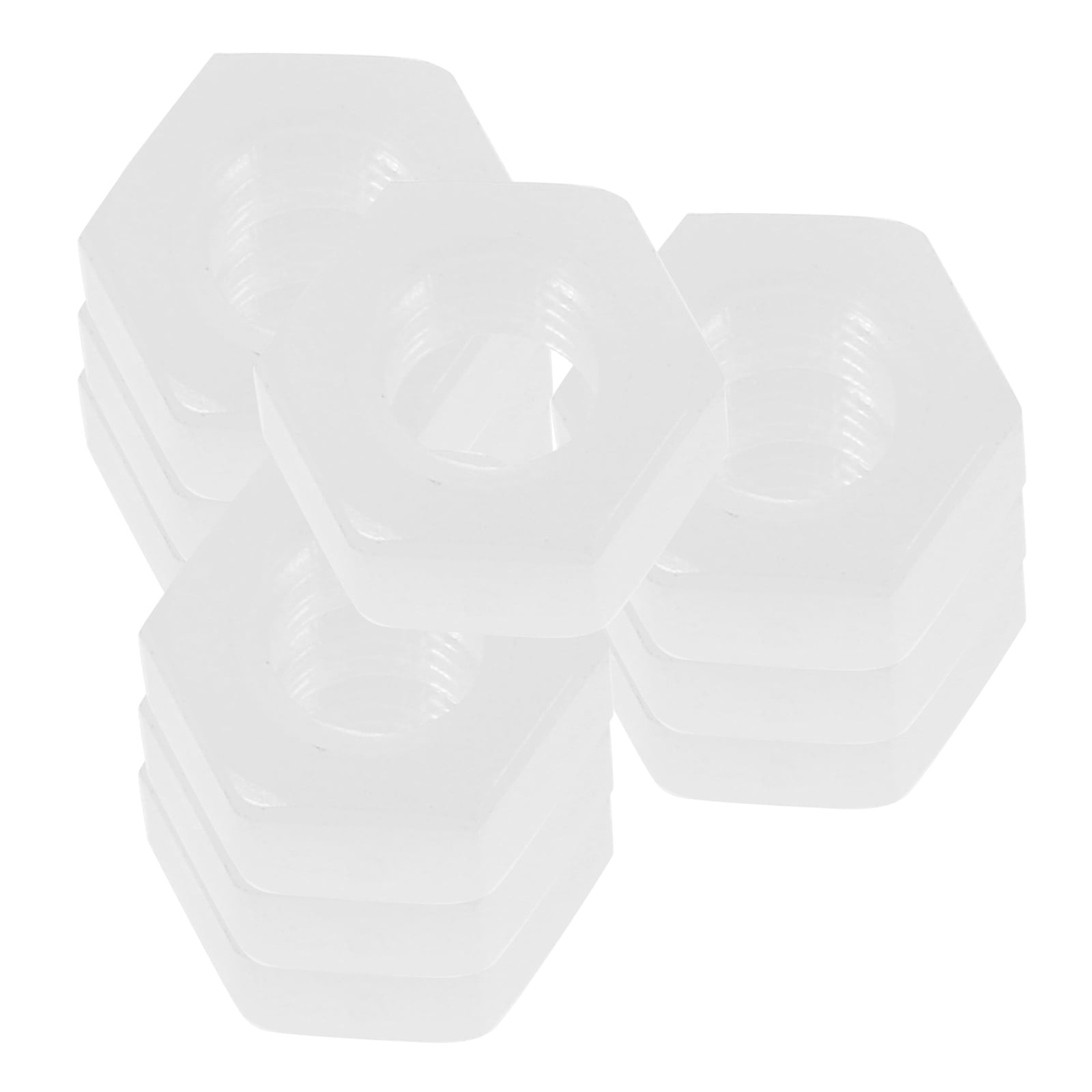 NUOLUX 30Pcs White Nylon Hexagonal Screw Nut Fastener 1.00X1.00X0.40In ...