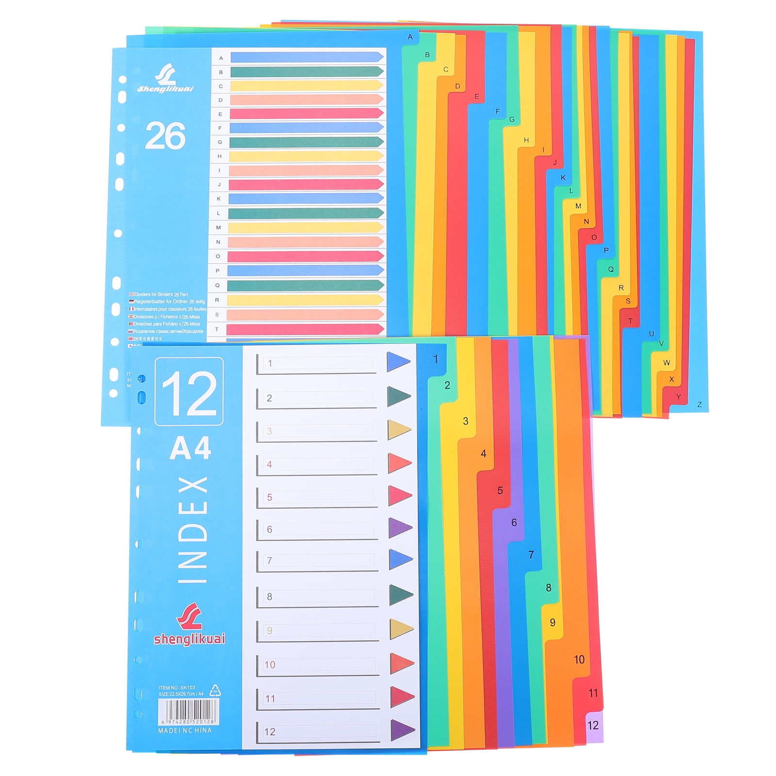 NUOLUX 38Pcs Colored Alphabet File Divider, Loose-leaf Indexes, Office Plastic Divider Tabs ...