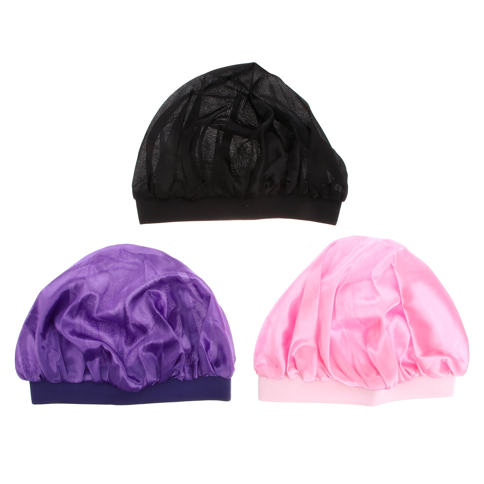 NUOLUX 3Pc Children Satin Sleep Bonnet Elastic Wide Band Round Sleep ...