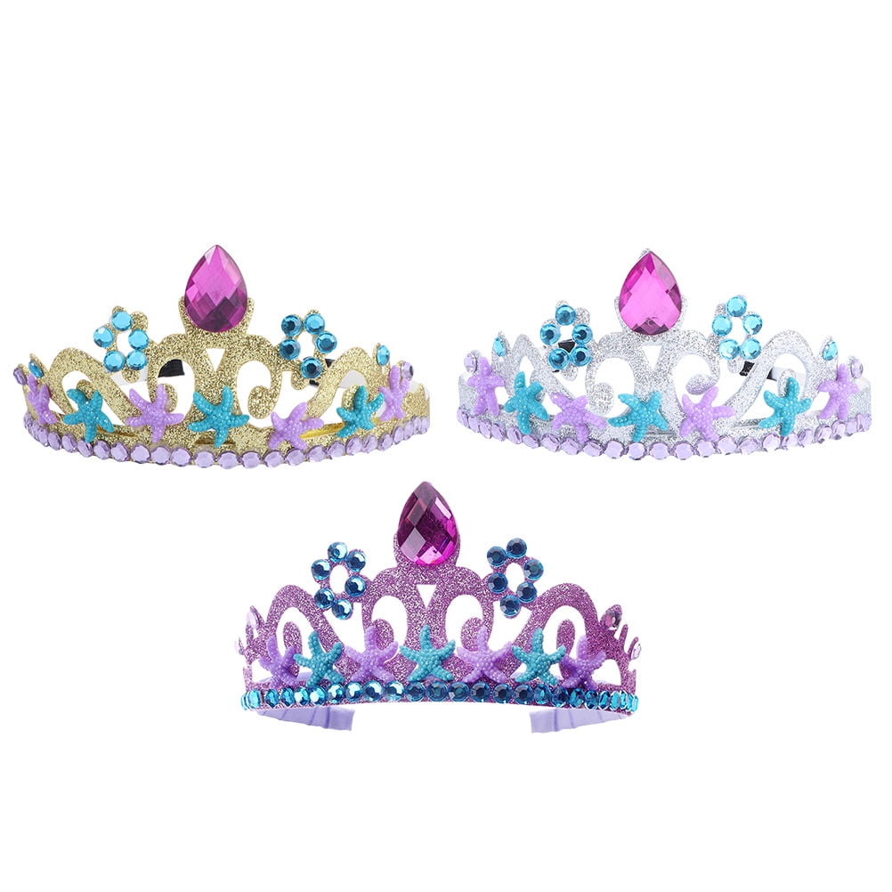 NUOLUX Ocean Themed Girl Crown, Assorted Colors, 3 Pieces, Birthday ...