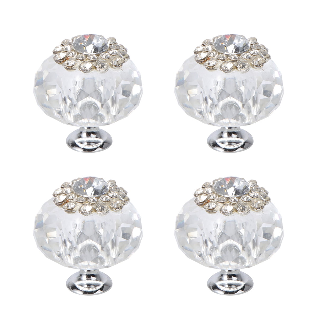 NUOLUX 4 PCS Crystal Glass Knobs Handle Rhinestone Zinc Alloy Drawer Knobs Glass Door Handle ...