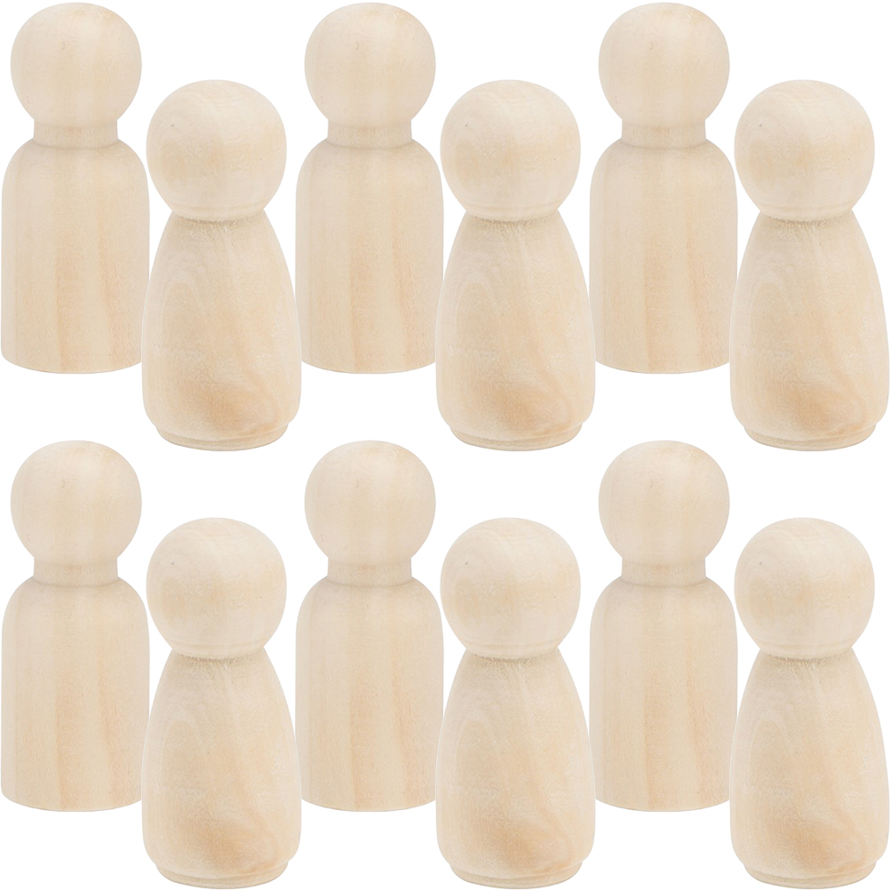 NUOLUX 48Pack Blank Peg People Diy Puppets Khaki Wooden Puppets Craft ...