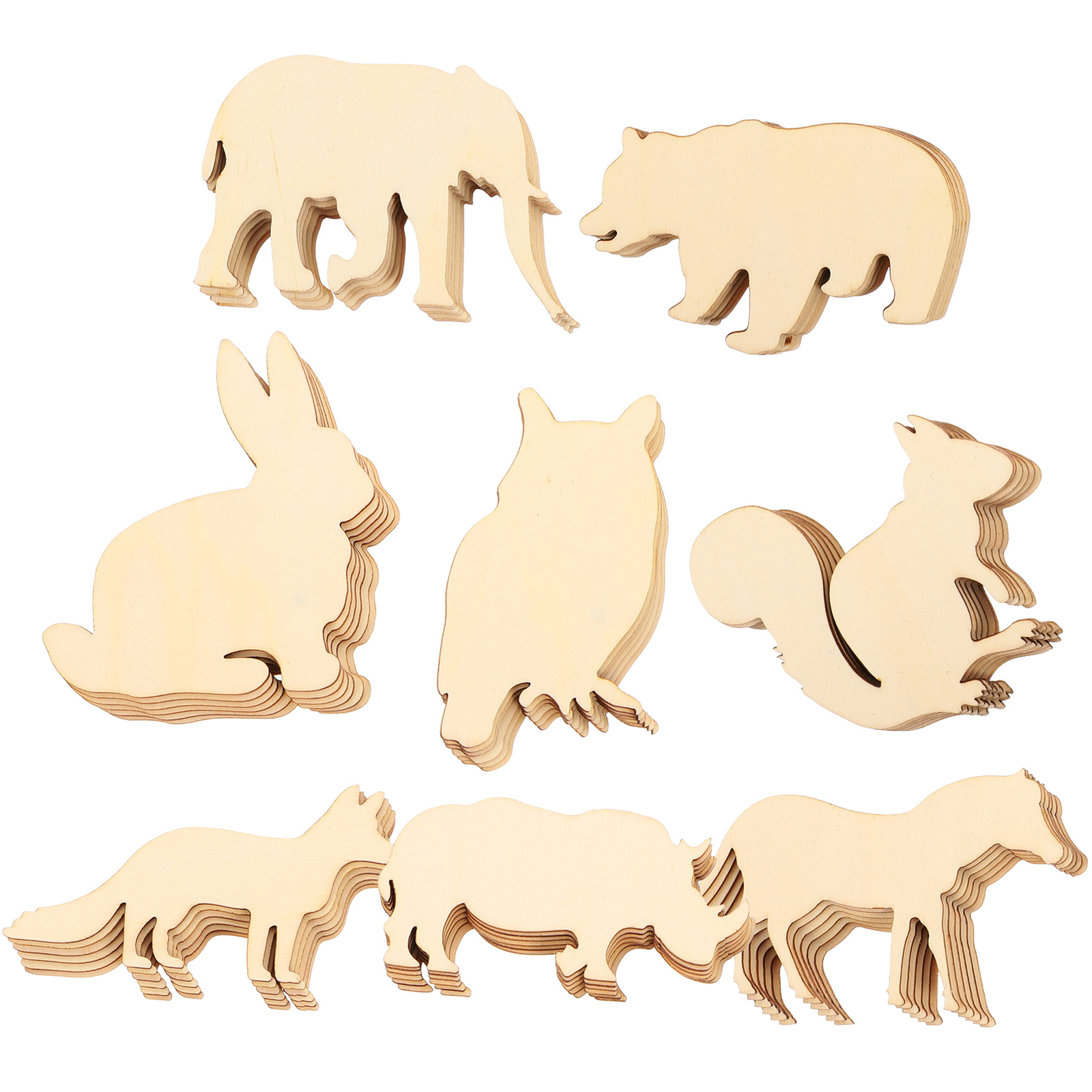 Tineasur wood fish crafts cutout Wood Forest Animal Cutouts Wood 48pcs ...