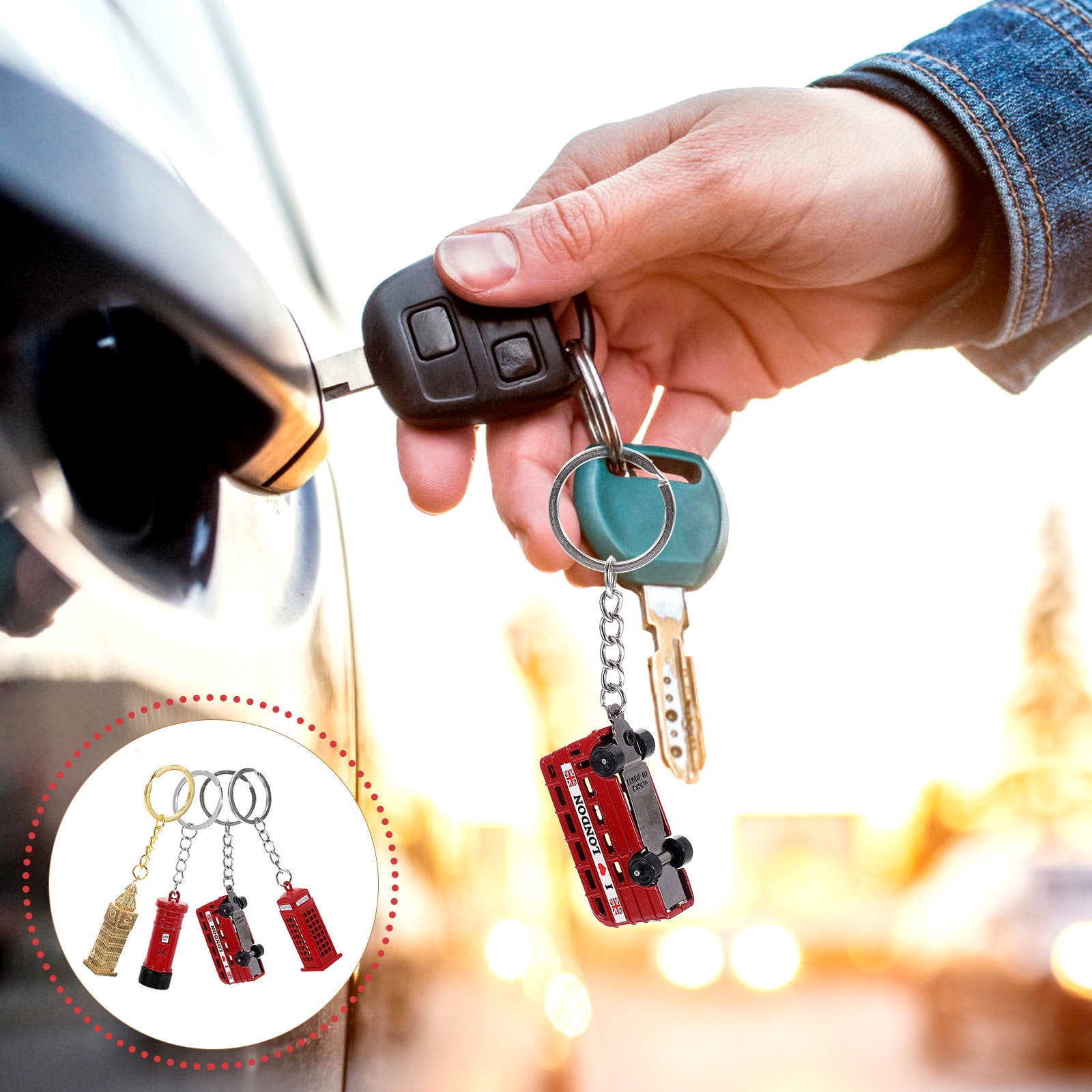 NUOLUX 4Pcs Bag Charm Vintage Style Keychain with Big Shape for Unisex ...