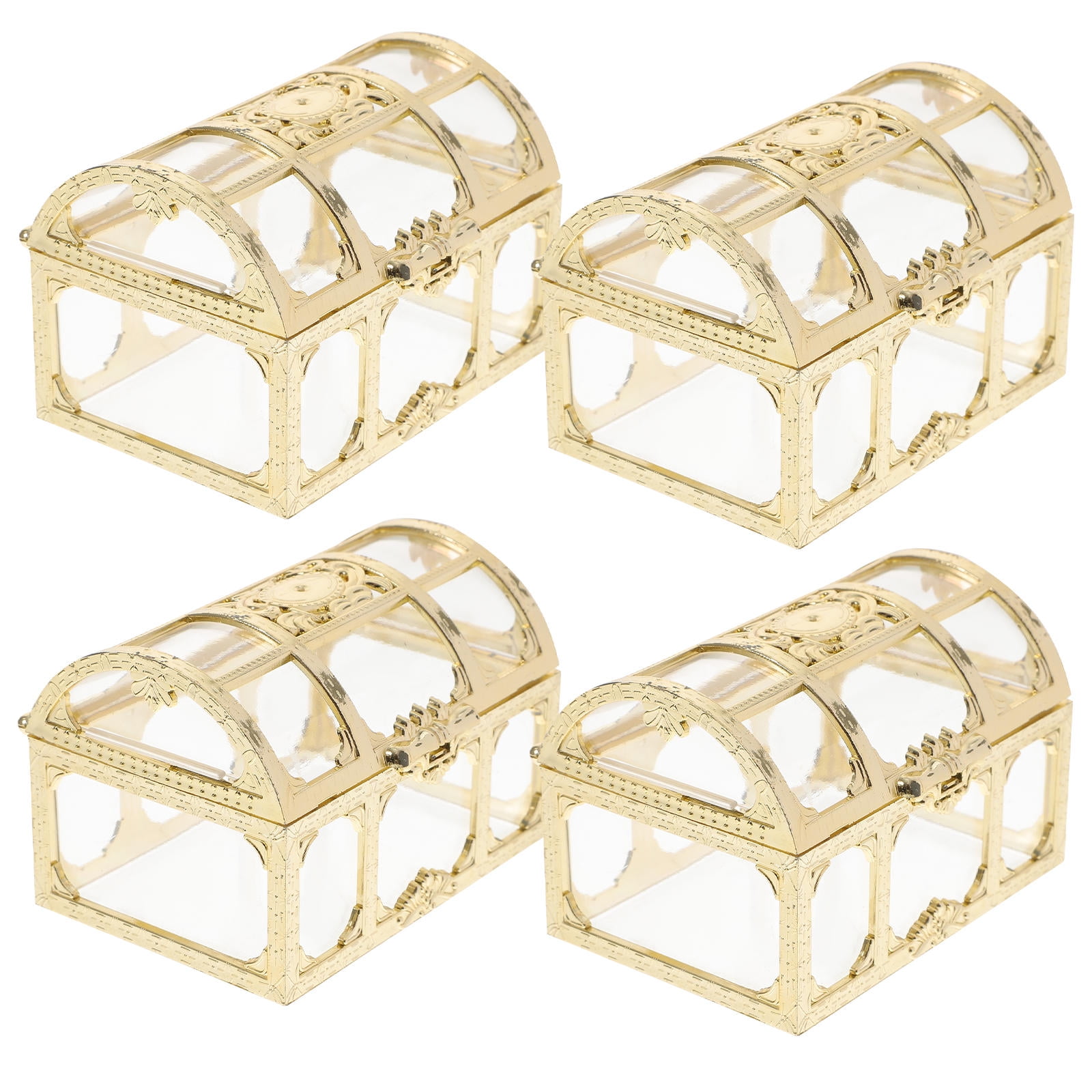 NUOLUX 4Pcs Kids Treasure Chests Transparent Toy Box Chest with Coin ...