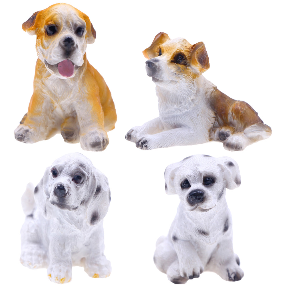 NUOLUX 4pcs Miniature Dogs Figurines Bonsai Puppy Models Miniature ...
