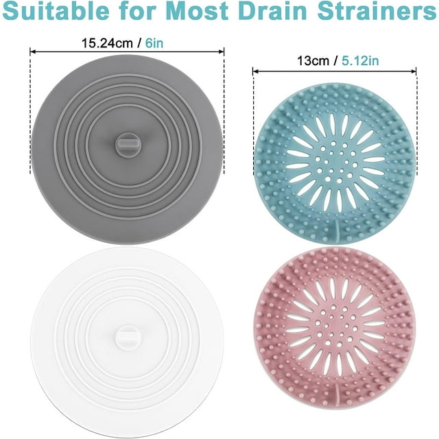 Nuolux 4pcs Sink Strainers Stoppers Kit Bath Tub Stoppers Hair Catchers