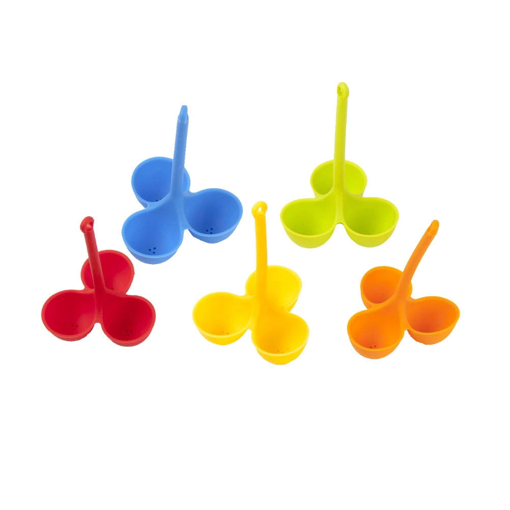 NUOLUX 5 Pcs Three Grid Silicone Egg Holder Egg Poaching Boiling Cooker ...