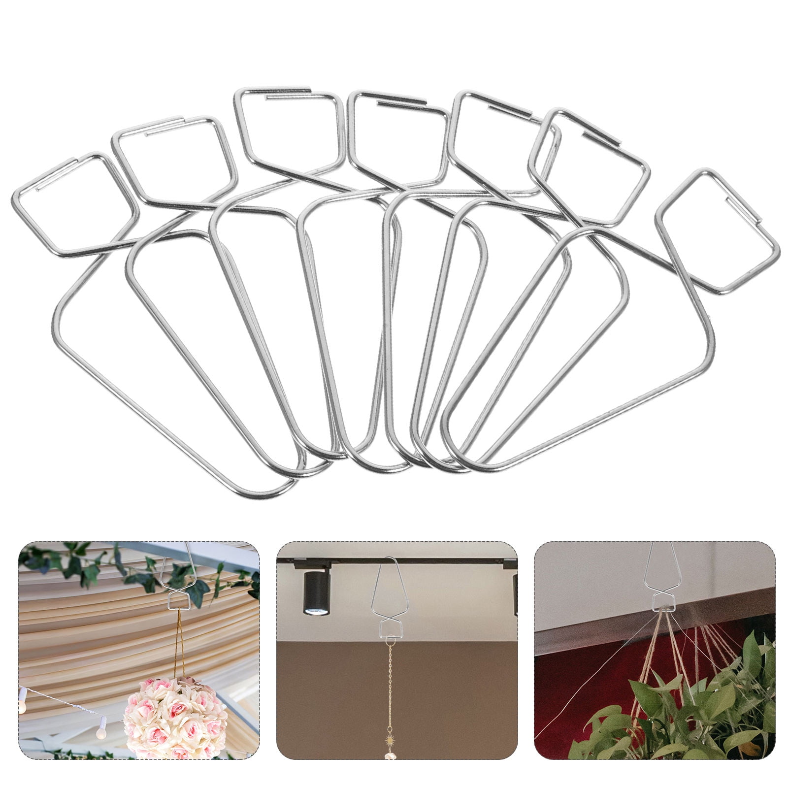 NUOLUX 50 Pcs Ceiling Sign Hanger Steel Silver for Banners and Posters ...