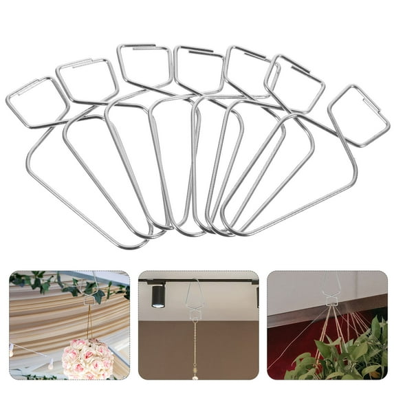 NUOLUX 50 Pcs Ceiling Sign Hanger Steel Silver for Banners and Posters ...