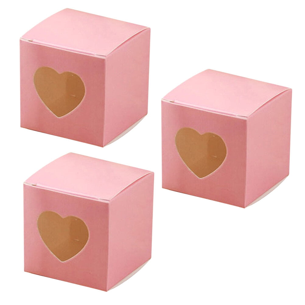 NUOLUX 50 Pcs Square Kraft Paper Candy Boxes PVC Transparent Heart ...