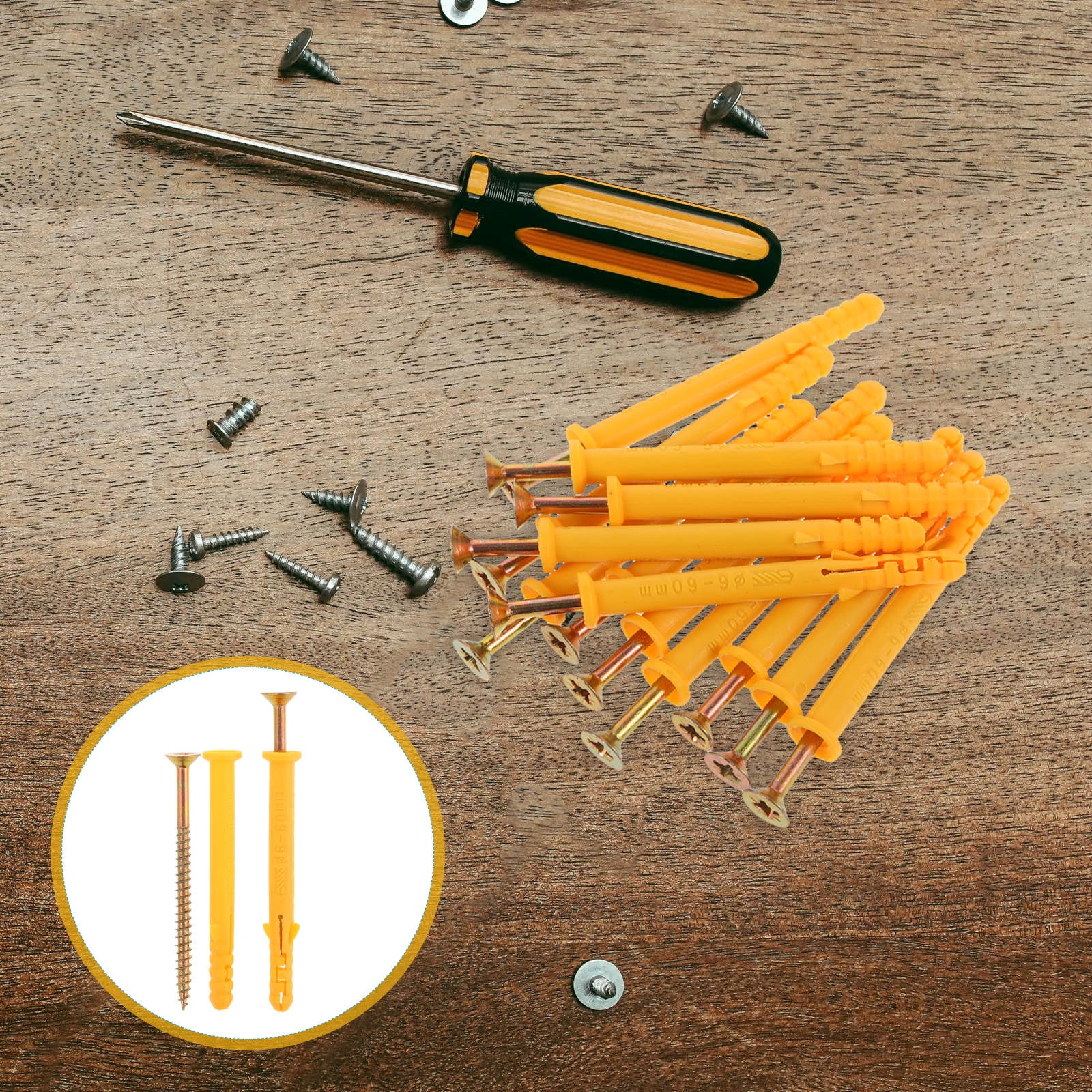 NUOLUX 50 Sets Drywall Mount Anchor Self Drilling Anchor Screws Construction Metalworking ...