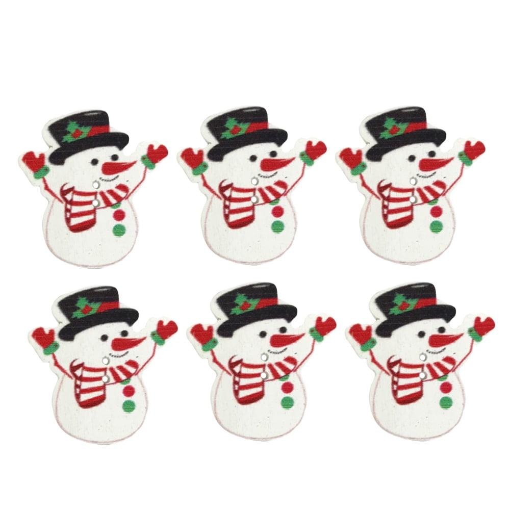 NUOLUX 50Pcs Wooden Buttons Snowman Shaped Two-hole Decorative Buttons ...