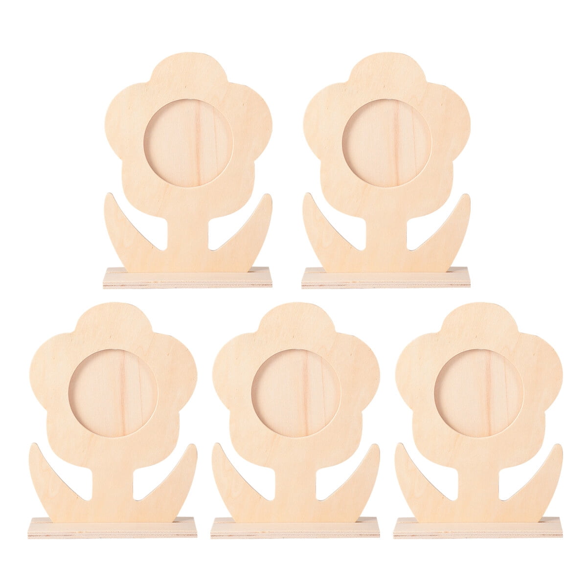 NUOLUX 5PCS Flower Shape Photo Frame Wooden Picture Holder Self ...