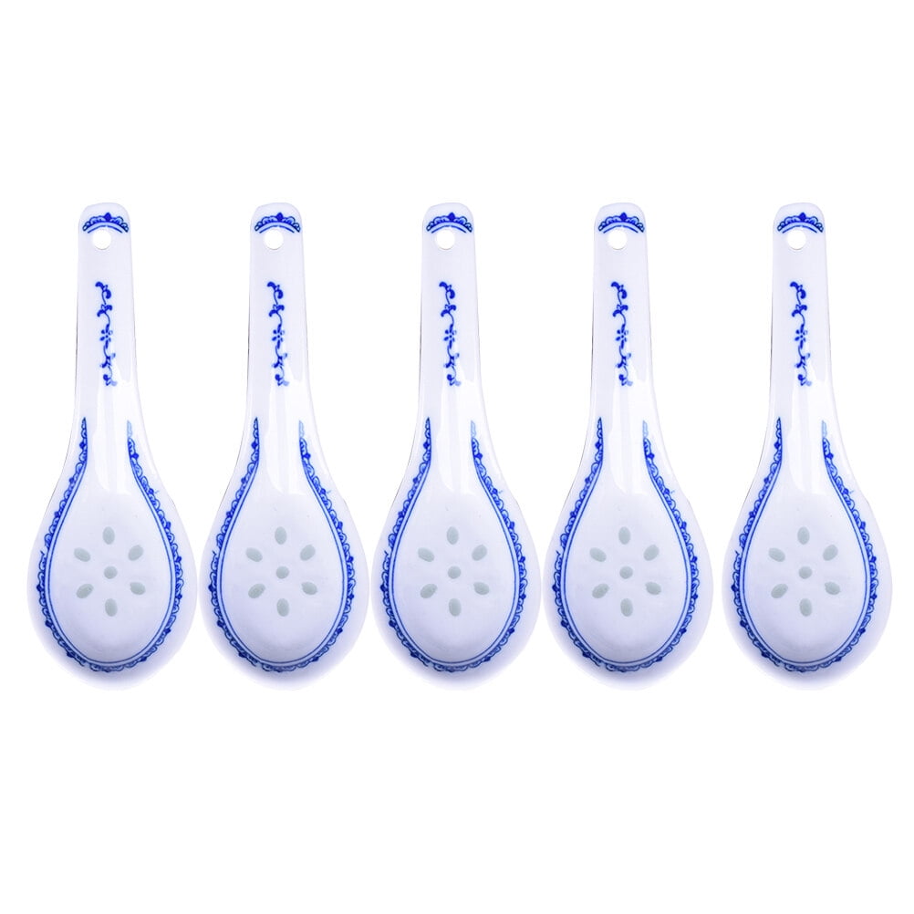 NUOLUX 5pcs Portable Ceramic Spoon Multi-function Chinese Style Scoop ...