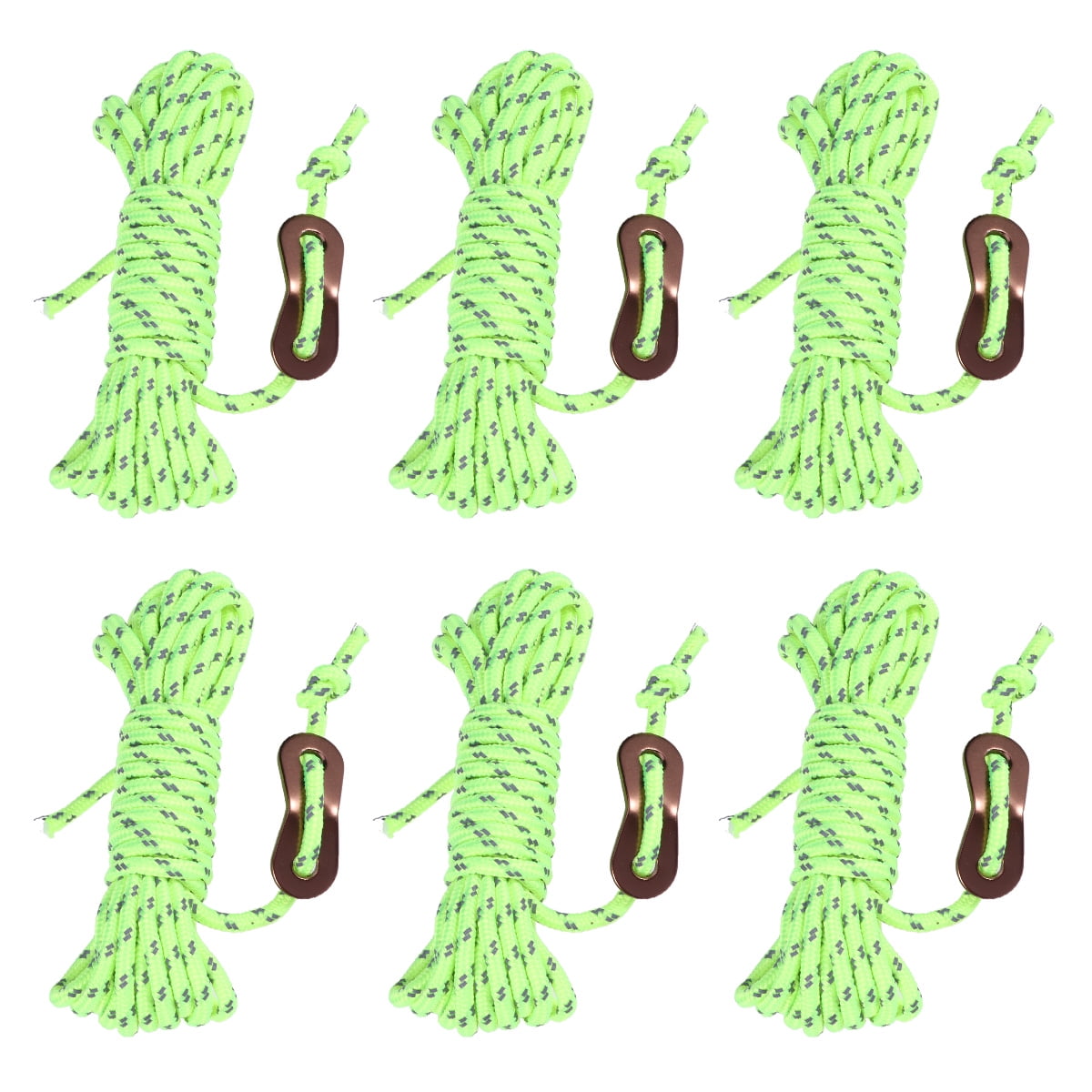 NUOLUX 6 Pack 4M 4mm Outdoor Tent Rope Reflective Tent Guy Lines Guide ...