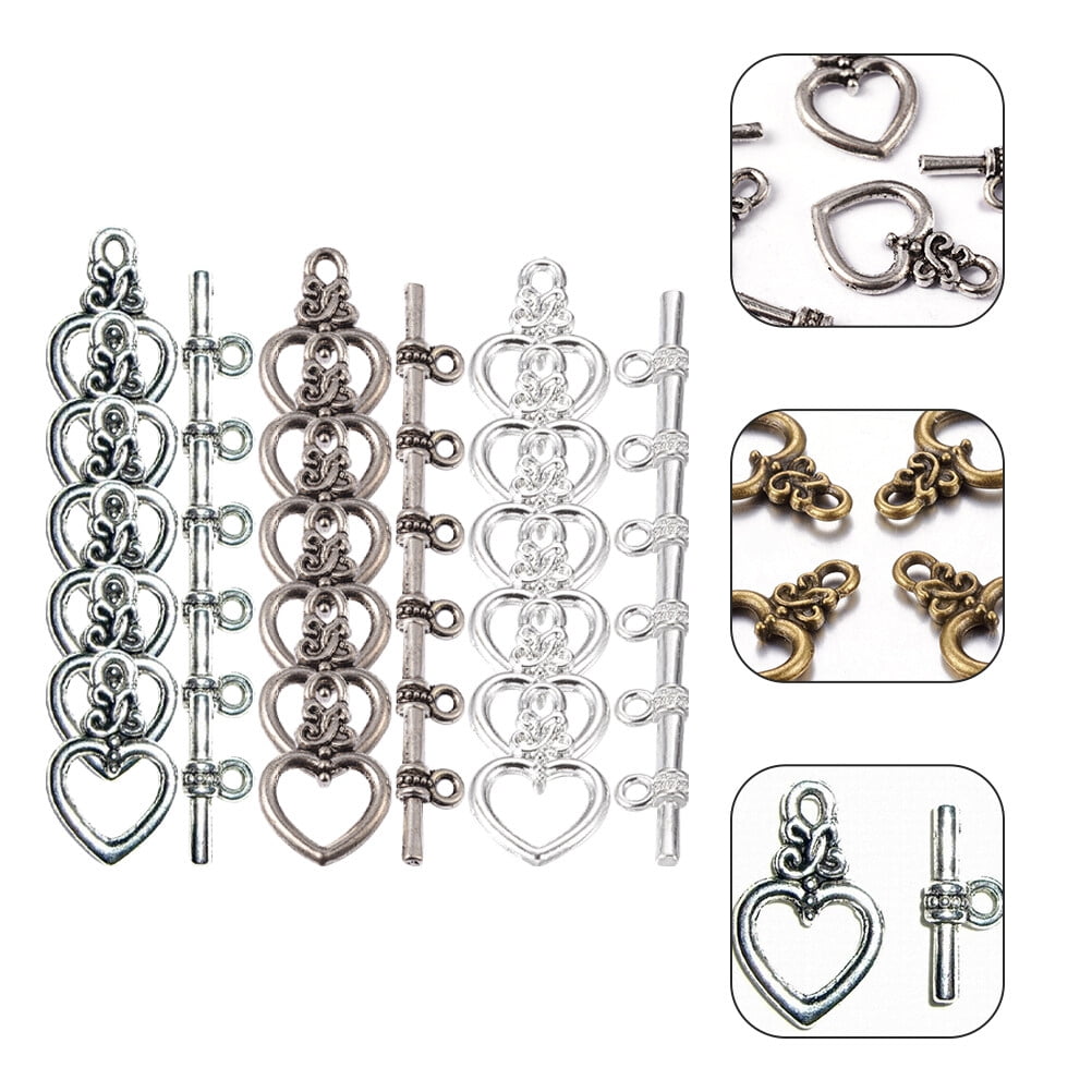 NUOLUX 60 Sets Toggle Clasps for Jewelry Making in Antique Silver and T ...