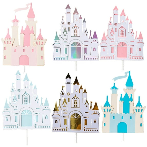6Pcs Multi-Layer Castle Cake Toppers Assorted Colors Princess ...