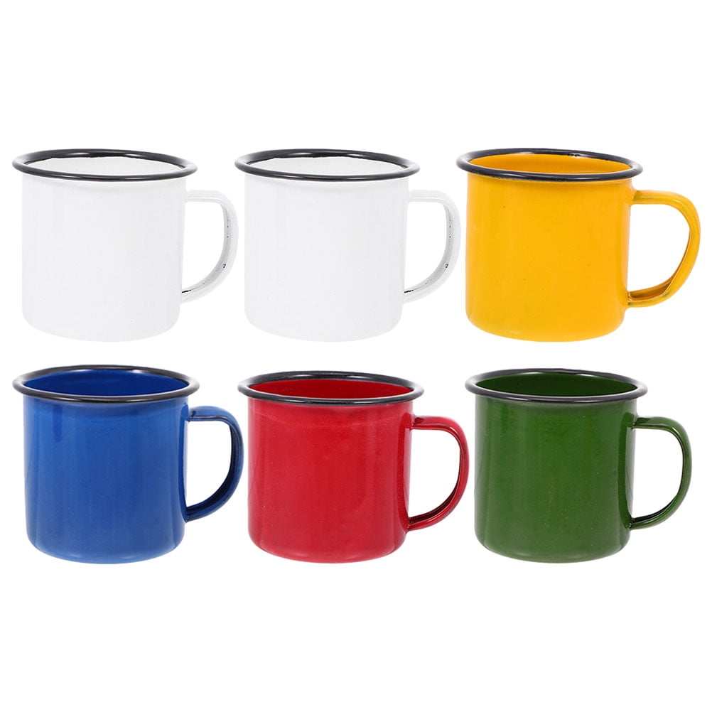 NUOLUX Enamel Mugs, Retro Style Coffee Milk Cups, Durable Thick Design ...