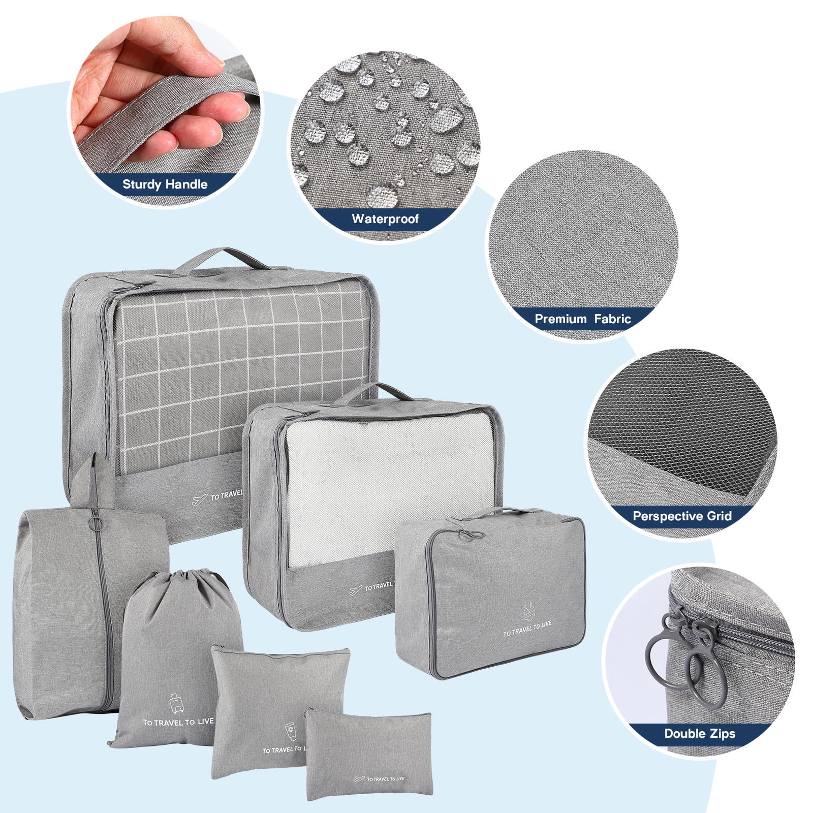 Toyandona Nuolux Grey Luggage Packing Organizers with Upgraded Thick ...