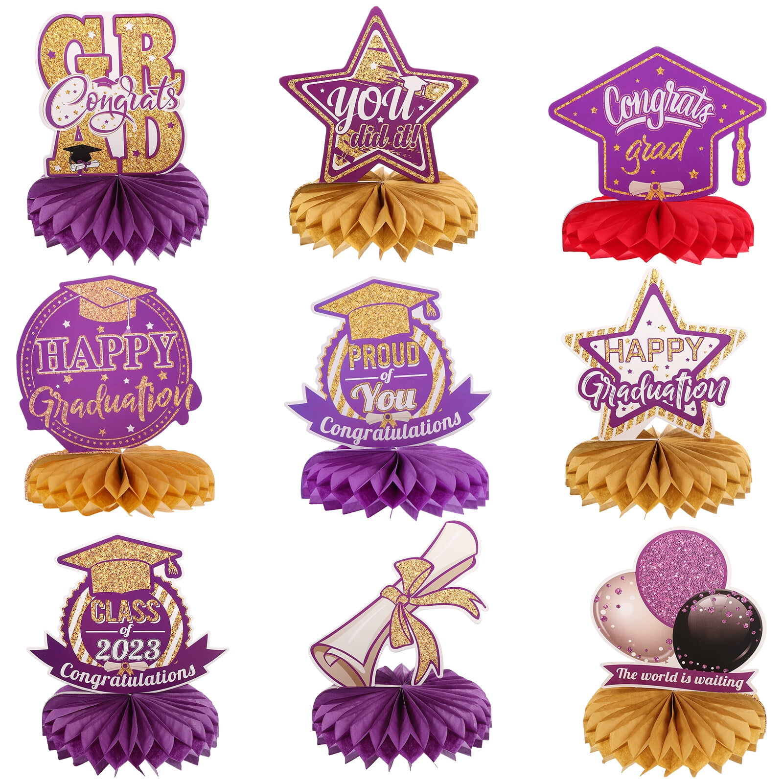 WORGEOUS Honeycomb Centerpieces Paper Cardboard 9Pcs 7.1x5.9in ...