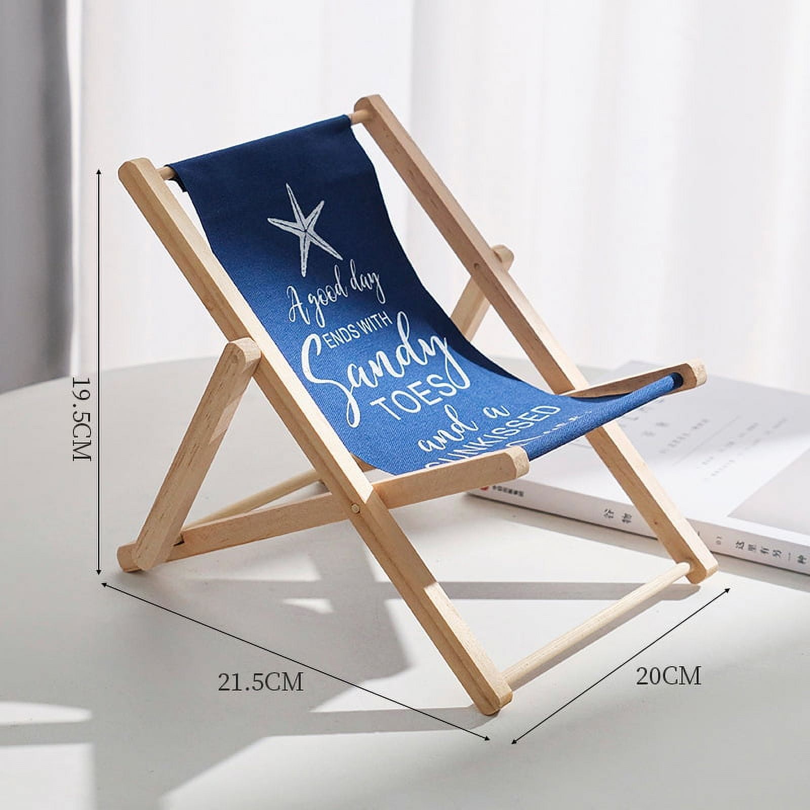 NUOLUX Artificial Wooden Canvas Beach Chair, Blue - Walmart.com