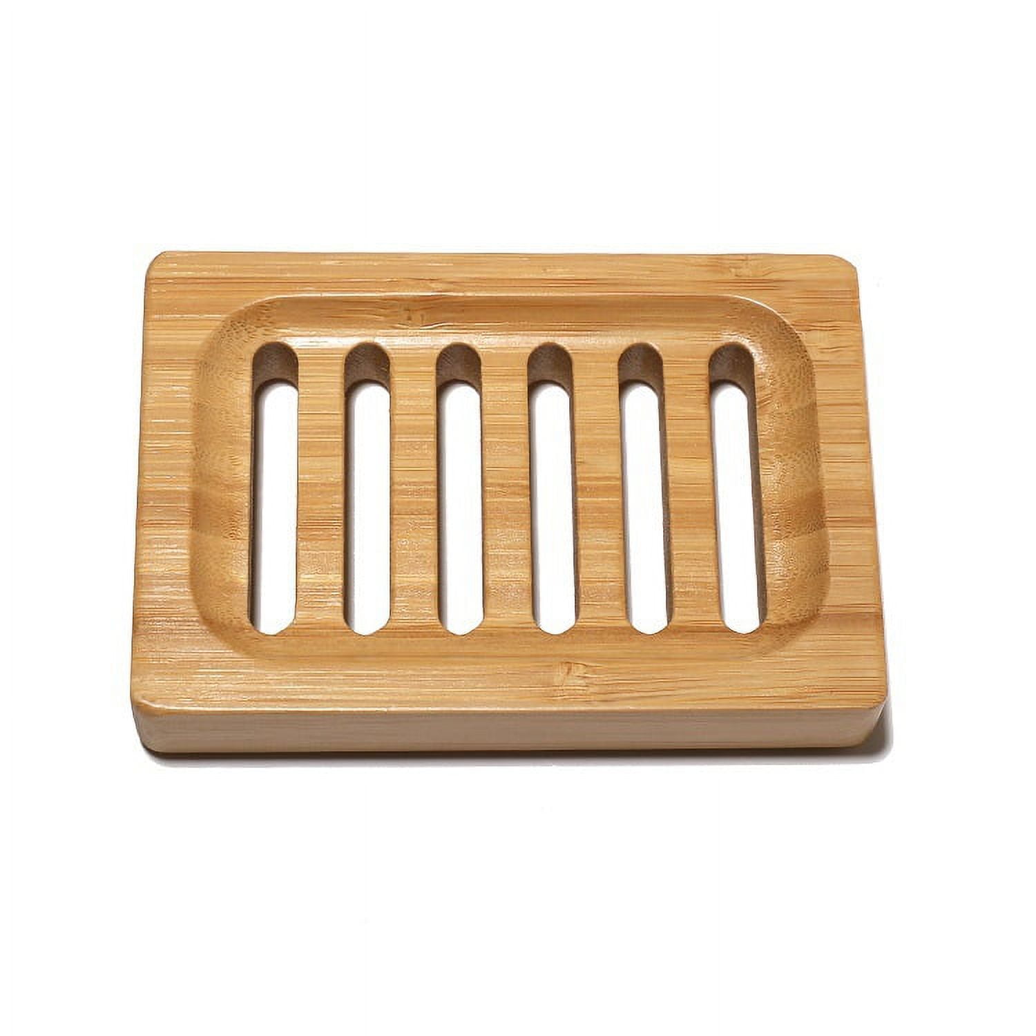 NUOLUX Bamboo Soap Holder Draining Soap Dish Bathroom Soap Tray Dish ...